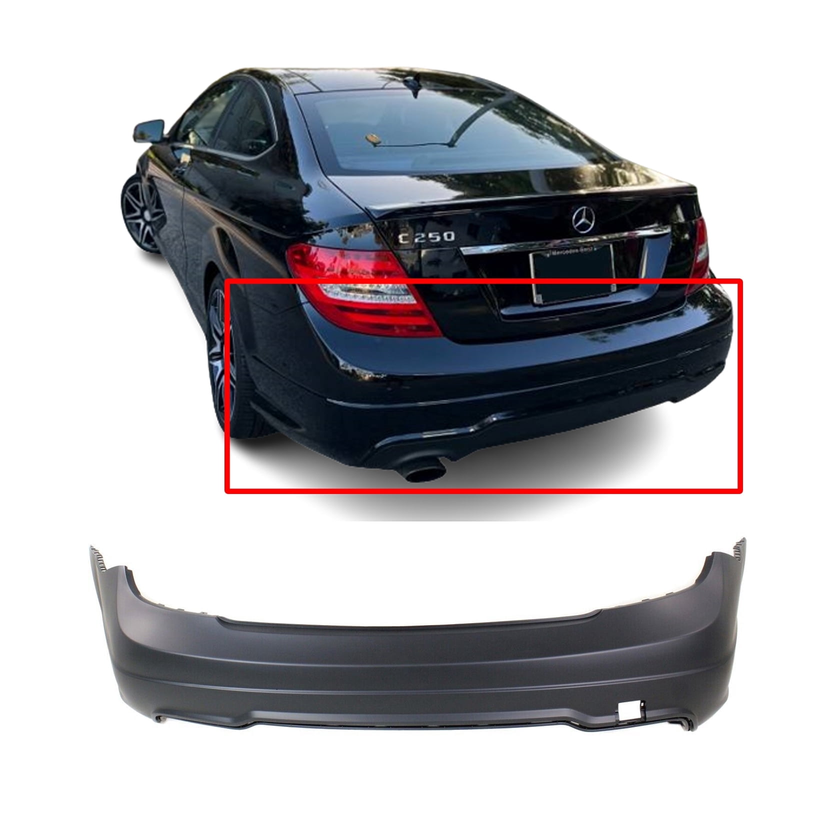 DCP Rear Bumper Cover For 2012-2015 Mercedes C250/C300/C350 Primed ...