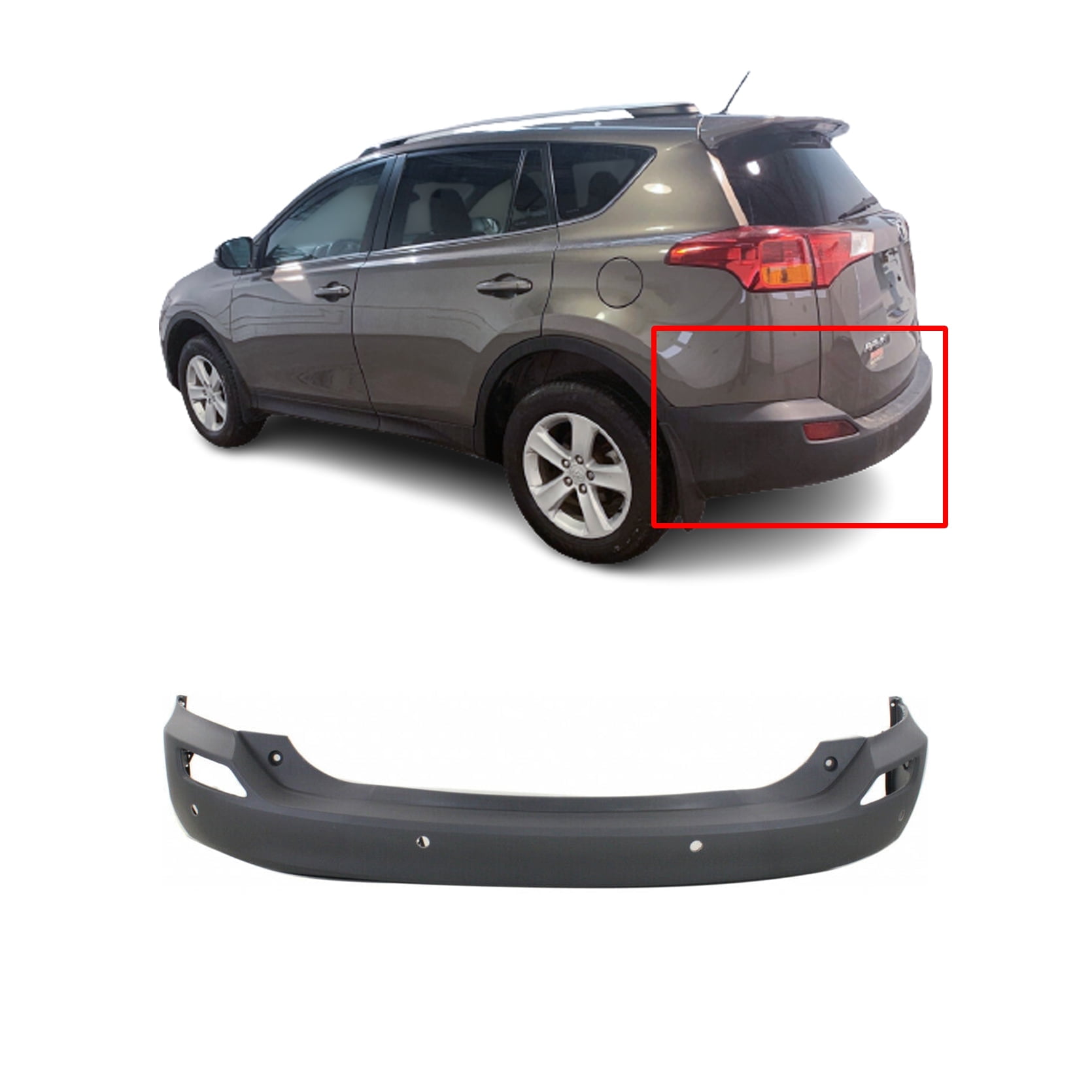 DCP Rear Bumper Cover For 2013-2015 Toyota RAV4 W/Park Holes Primed ...