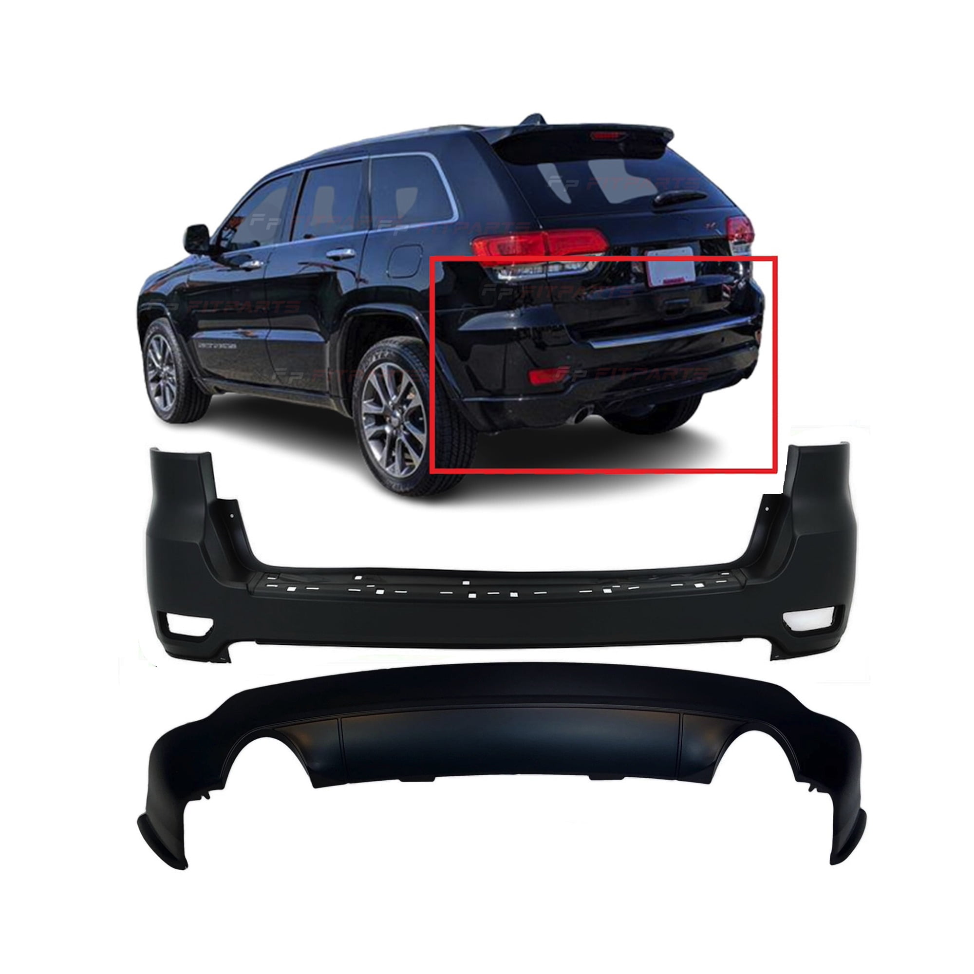 DCP Rear Bumper Cover Kit For 2011-2022 Jeep Grand Cherokee W/O Park ...