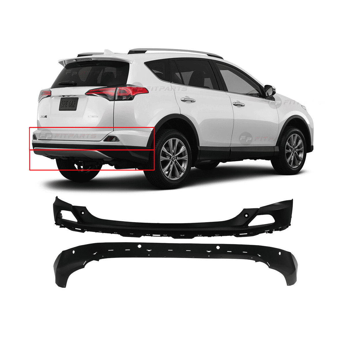 DCP Rear Bumper Cover Kit For Toyota RAV4 2016-2018 W/Park TO1114102 ...