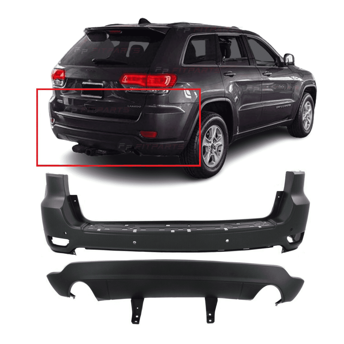 DCP Rear Bumper Cover Kit for 2014-2015 Jeep Grand Cherokee W/Park Hls ...