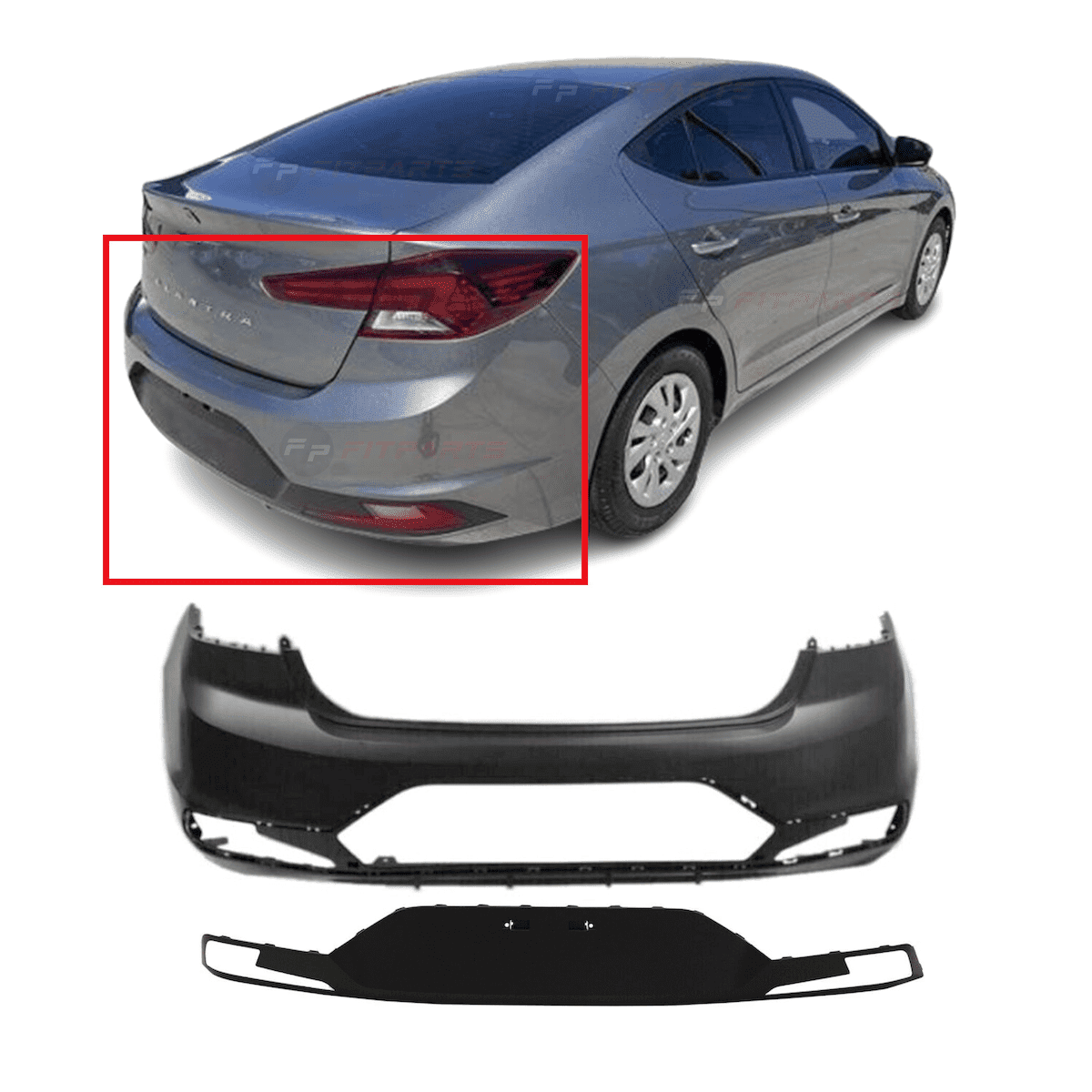 DCP Rear Bumper Cover Kit for 2019-2020 Hyundai Elantra Eco GLS SE ...