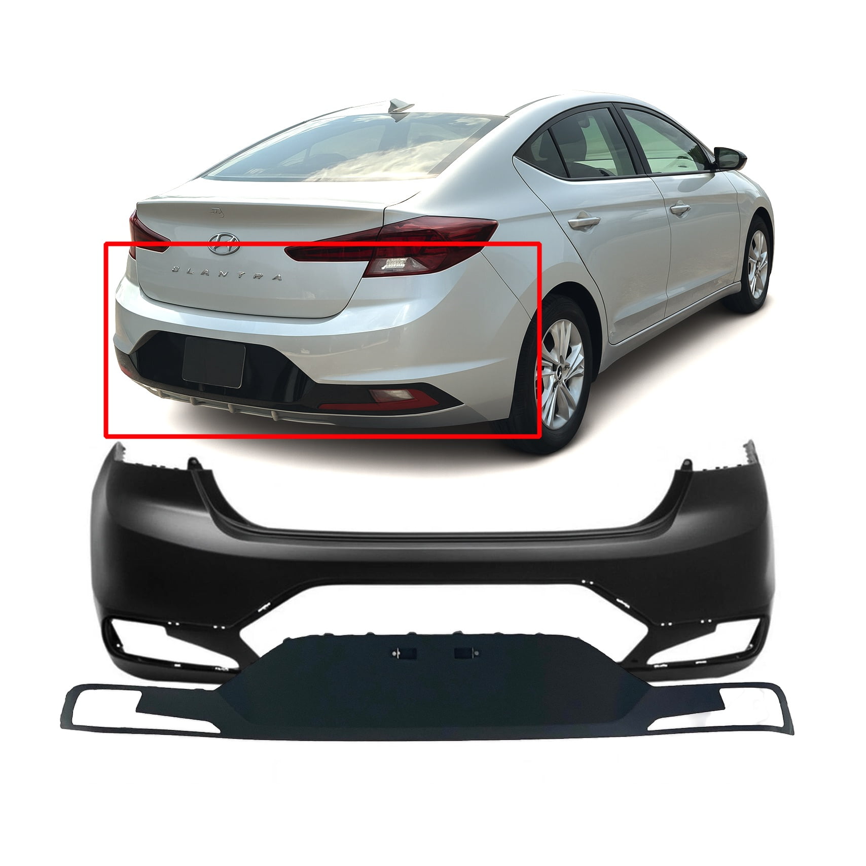 DCP Rear Bumper Cover Kit for 2019-2020 Hyundai Elantra Eco GLS SE ...