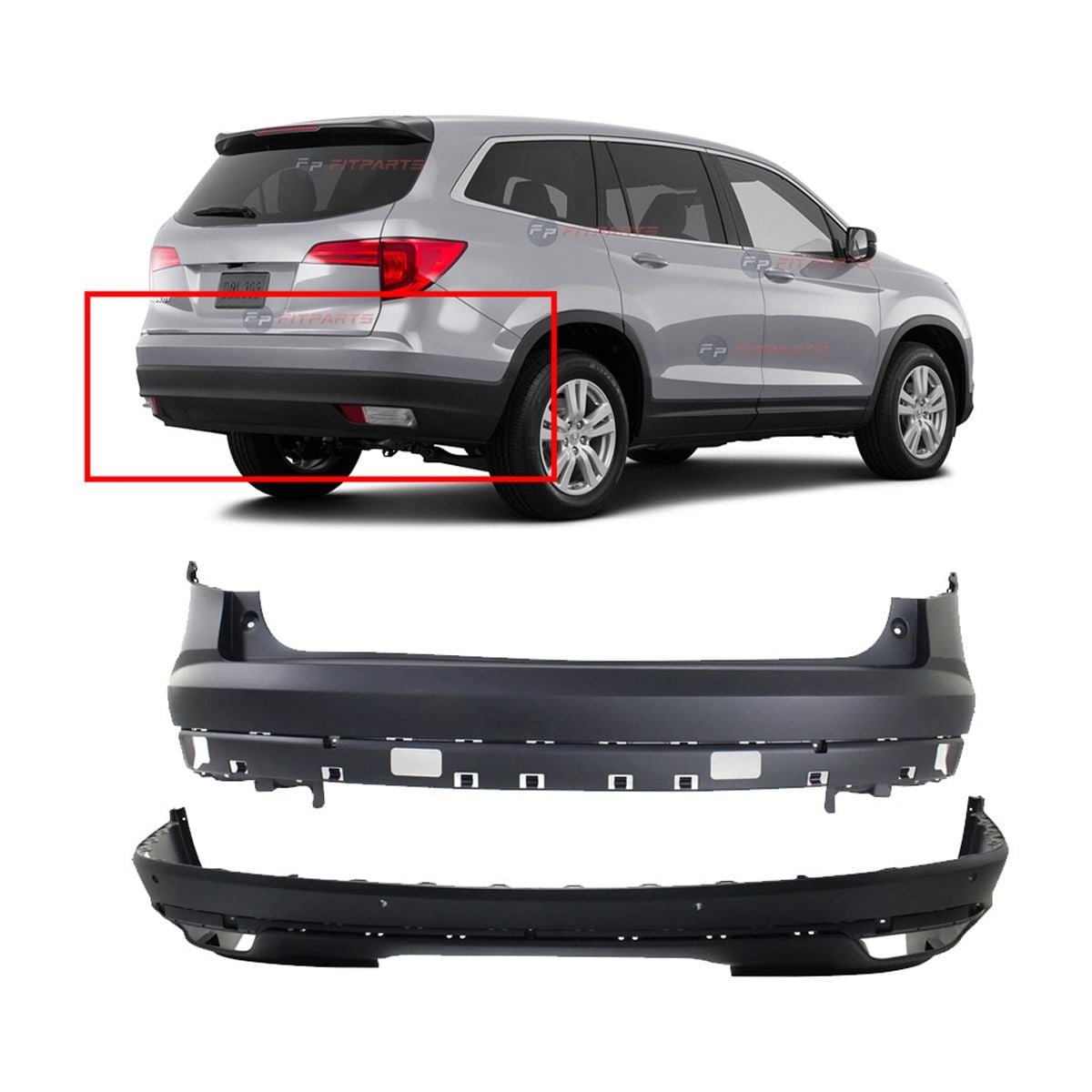 DCP Rear Bumper Cover Kit for Honda Pilot 2016-2018 HO1115107 HO1114104 ...
