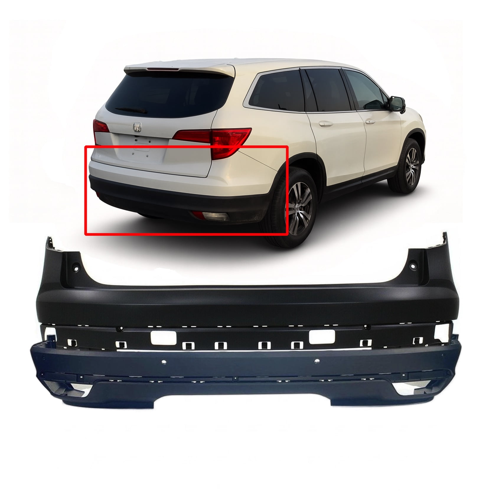 DCP Rear Bumper Cover Kit for Honda Pilot 2016-2018 HO1115107 HO1114104 ...