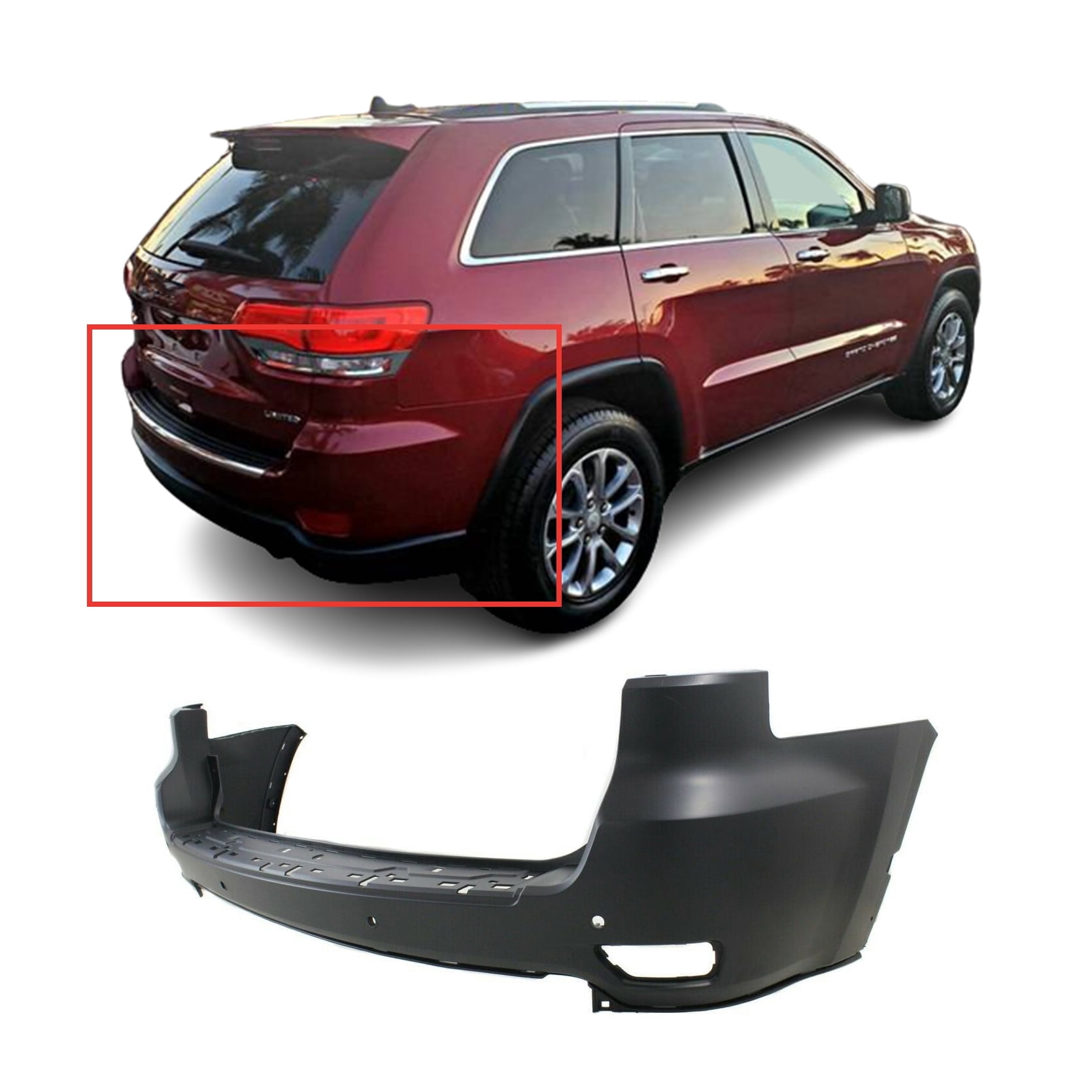 DCP Rear Bumper Cover for 2014-2015 Jeep Grand Cherokee w/Parking Aid ...