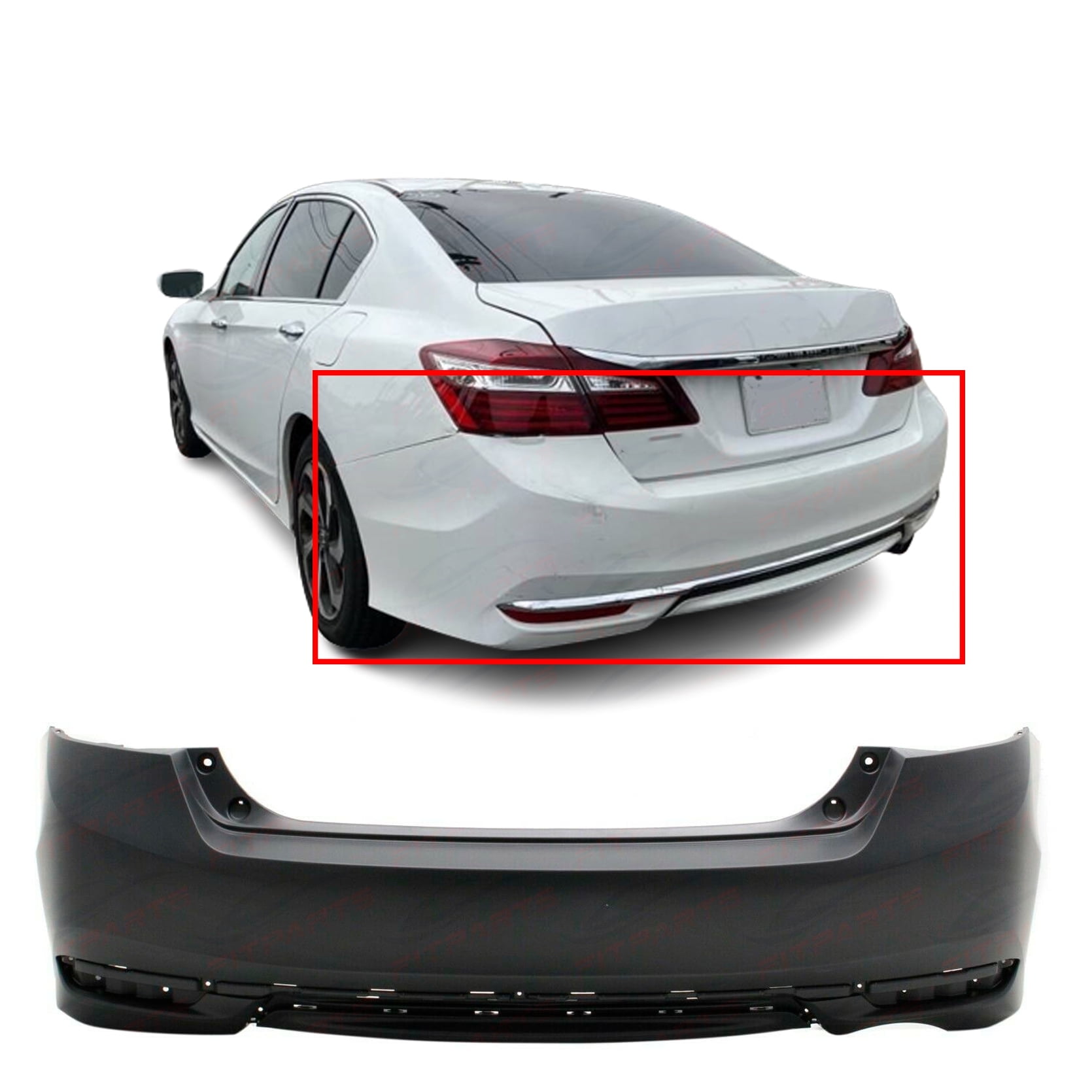 DCP Rear Bumper Cover for 2016 2017 Honda Accord 2.4L Sedan 16 17 EX LX ...