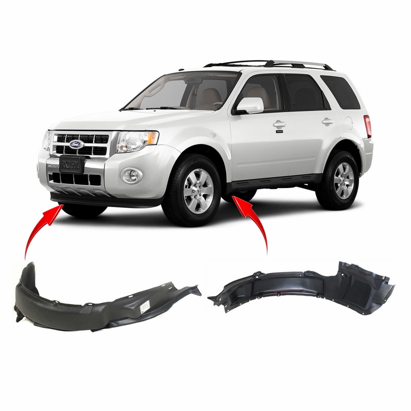 DCP Set of 2 Fender Liners for Ford Escape 2008-2012 FO1248126 ...