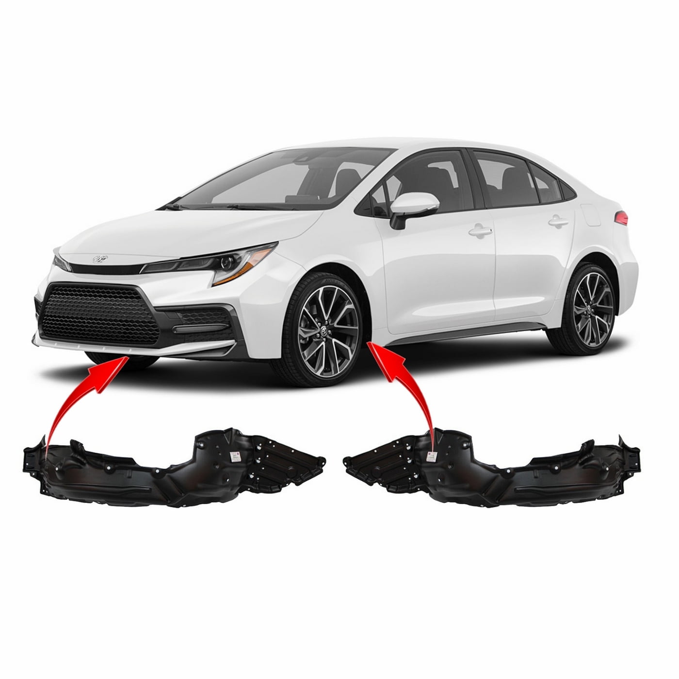 DCP Set of 2 Fender Liners for Toyota Corolla 2020-2022 TO1248232 ...