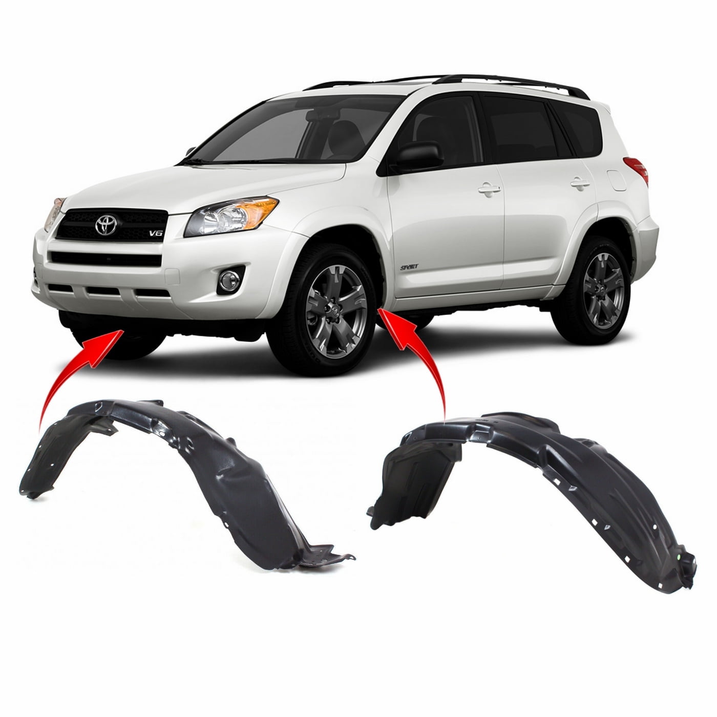 DCP Set of 2 Fender Liners for Toyota RAV4 2006-2012 TO1248143 ...