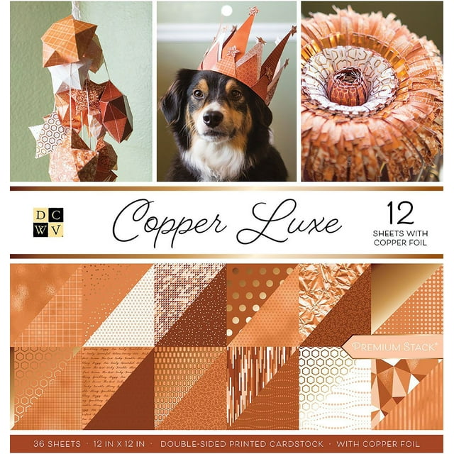 DCWV Double-Sided Cardstock Stack 12"X12" 36/Pkg-Copper Luxe W/Copper ...