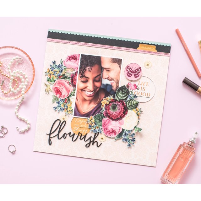 DCWV Double-Sided Cardstock Stack 12"X12" 36/Pkg-Floral Couture, W/Gold ...