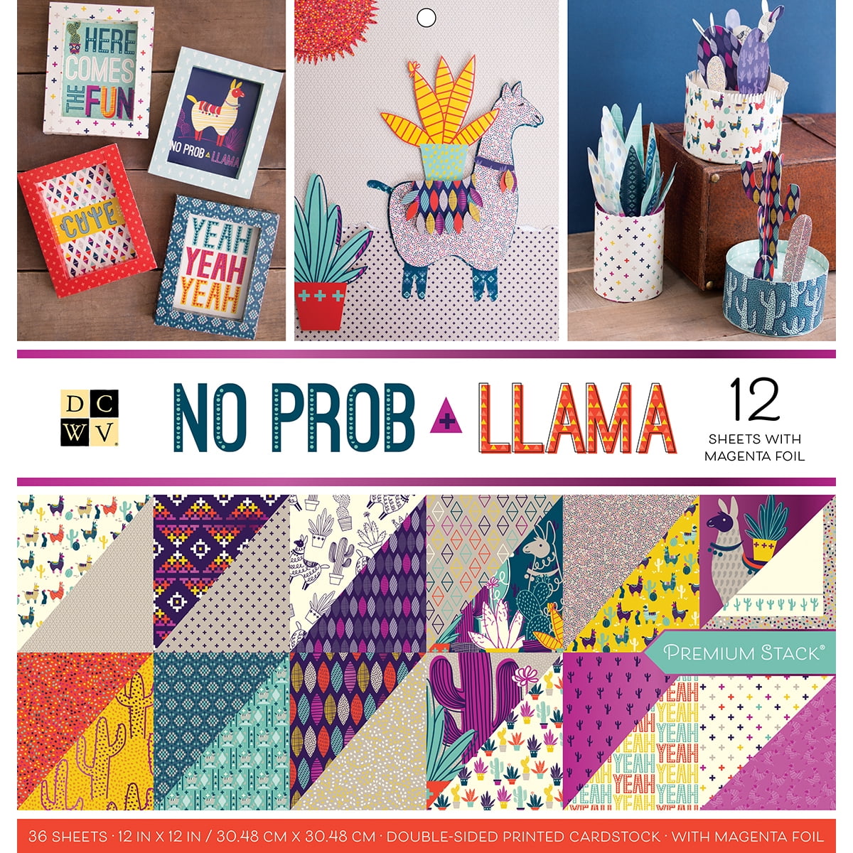 DCWV Double-Sided Cardstock Stack 12"X12" 36/Pkg-No Prob Llama, 12 W ...