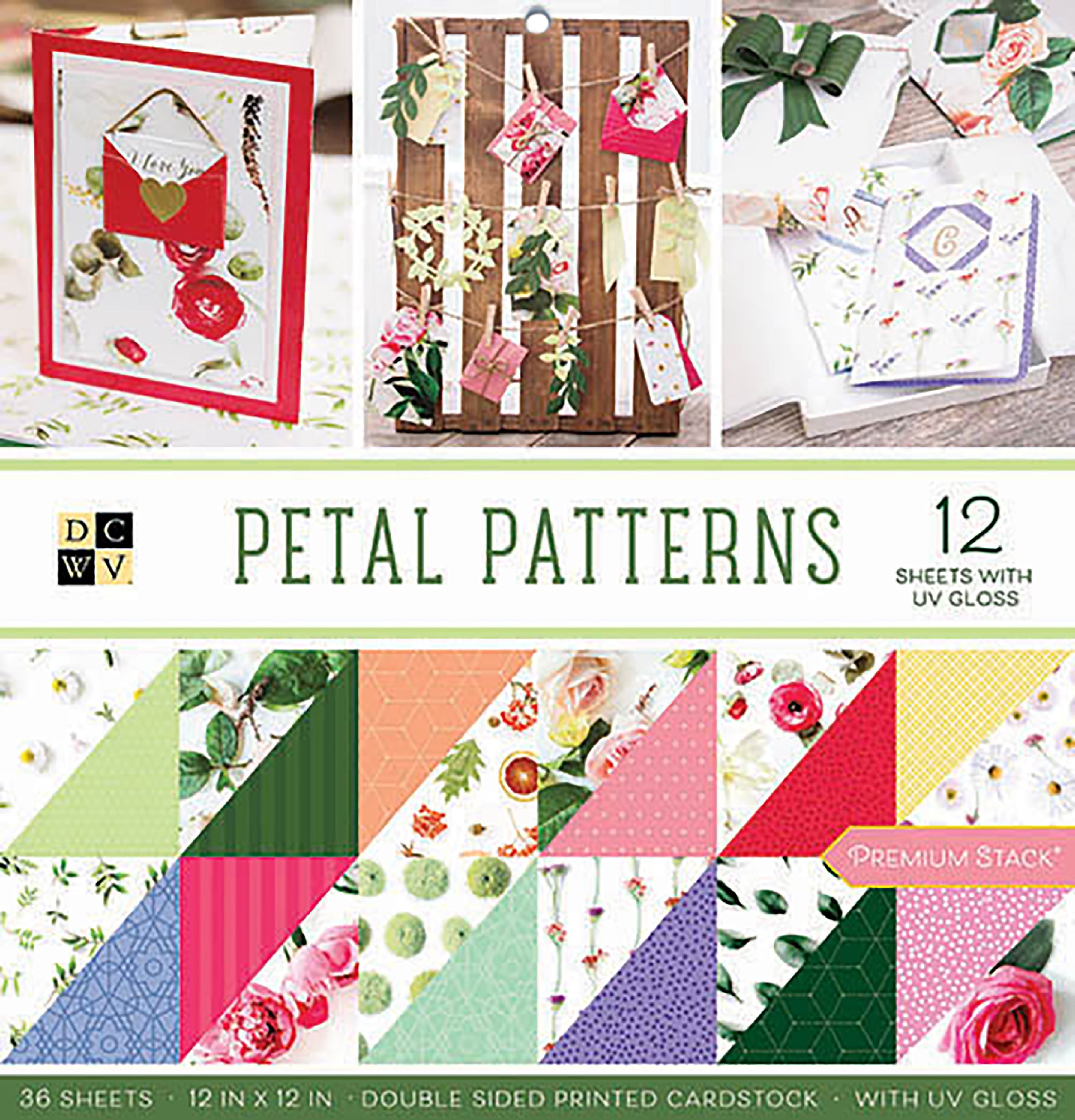 DCWV Double-Sided Cardstock Stack 12"X12" 36/Pkg-Petal Patterns W/UV ...