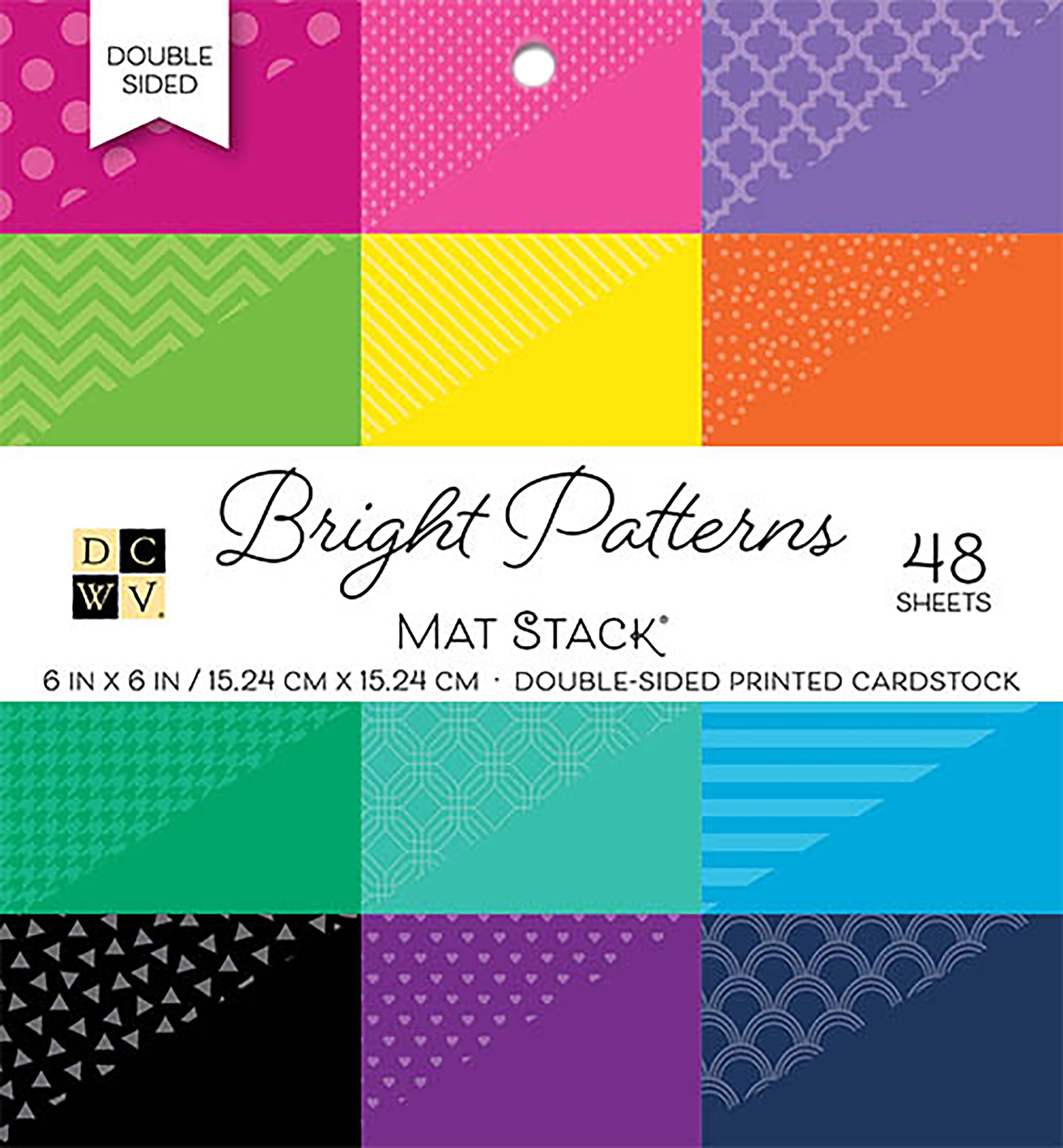 DCWV Double-Sided Cardstock Stack 6"X6" 48/Pkg-Bright Patterns ...