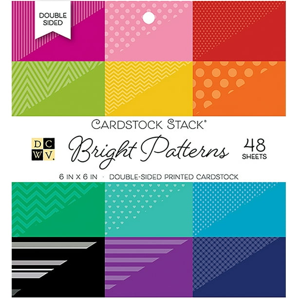 DCWV Double-Sided Cardstock Stack 6"X6" 48/Pkg-Bright Patterns ...