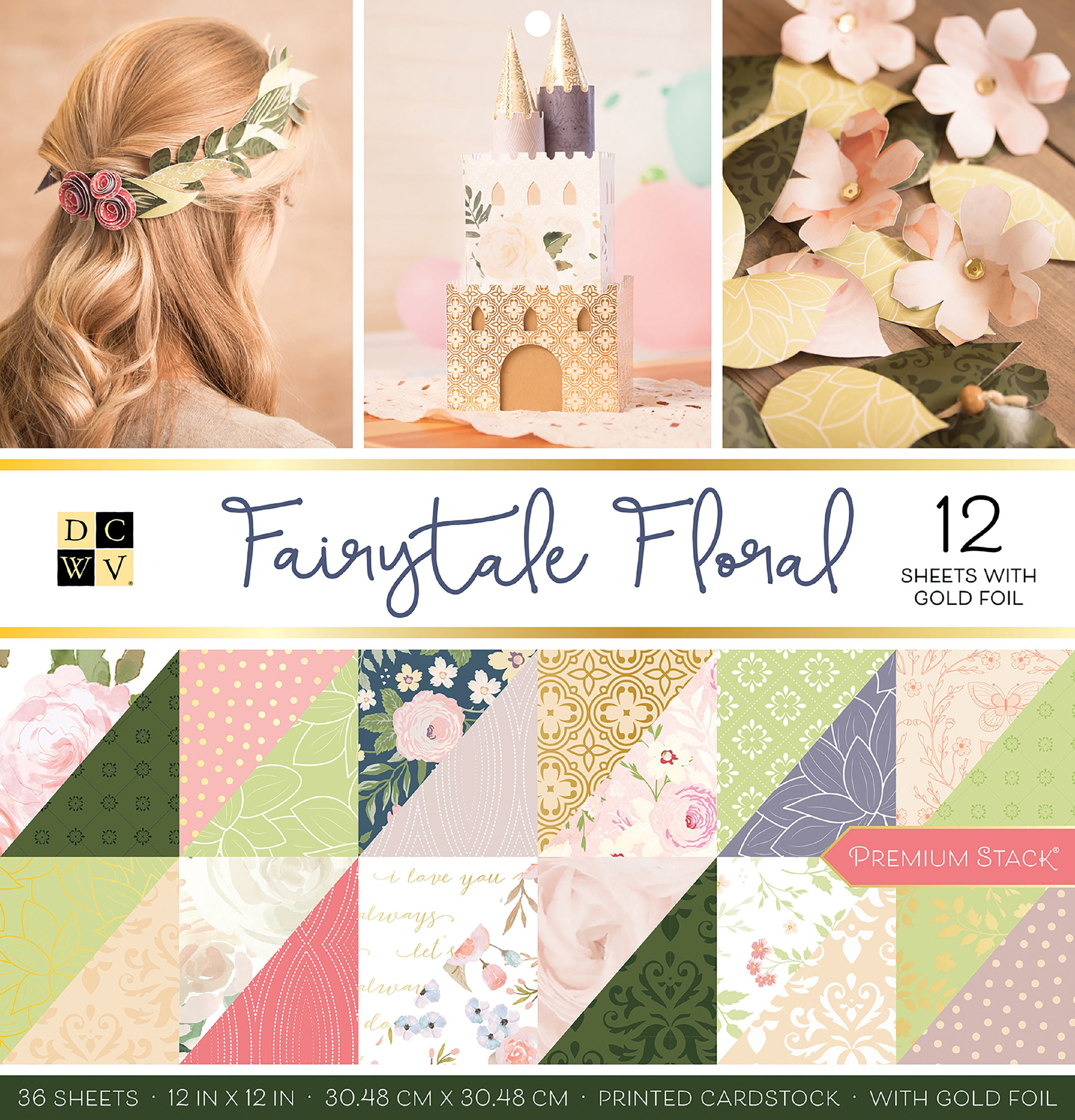 DCWV Double-Sided Paper Stack 12"X12" 36/Pkg-Fairytale Floral, 12 W ...