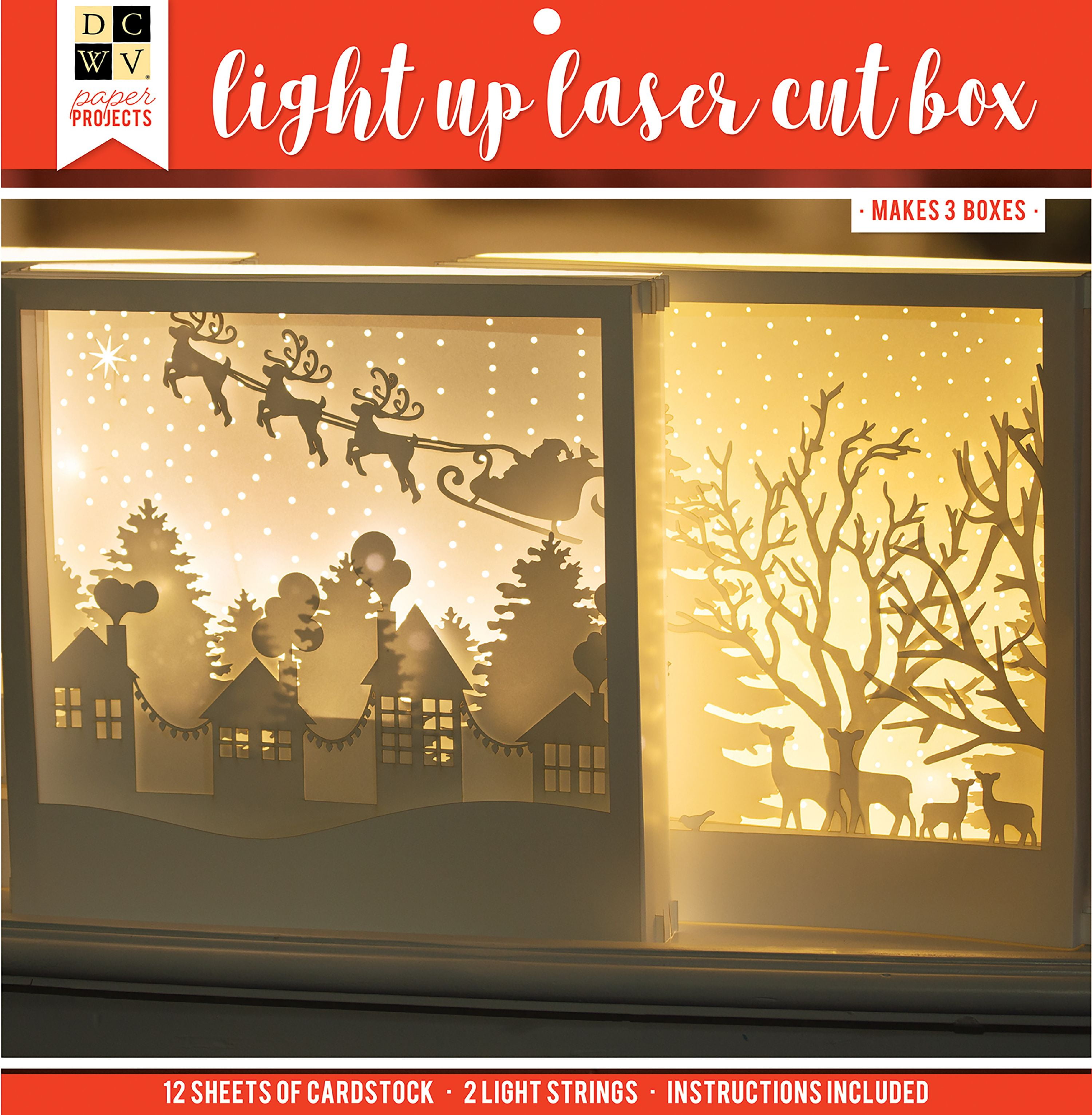 DCWV Holiday Project Stack-Laser-Cut Light Up Box - Makes 3 - Walmart.com