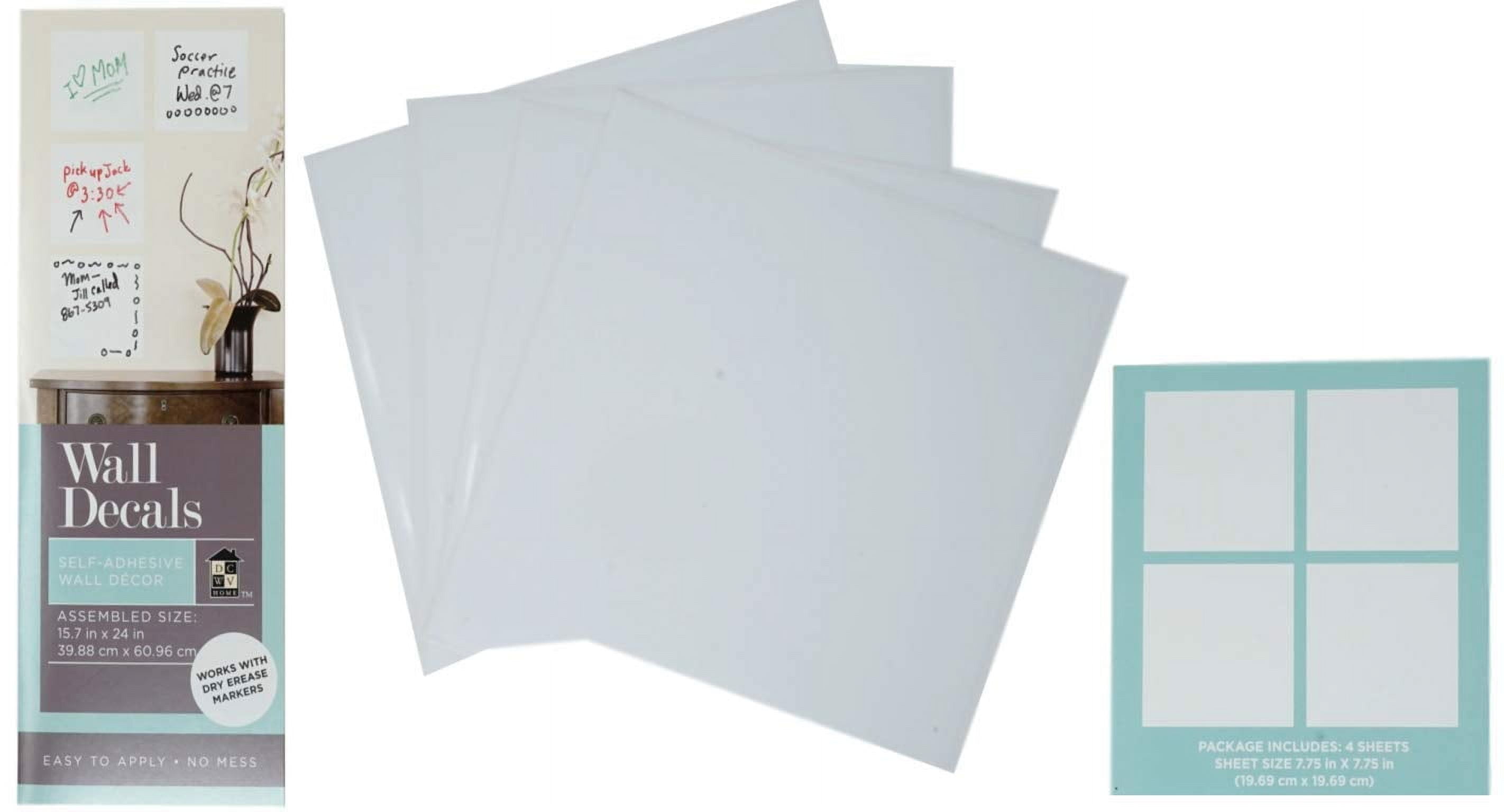 DCWV Home Dry Erase Board Wall Decals, 4 Sheets - Walmart.com