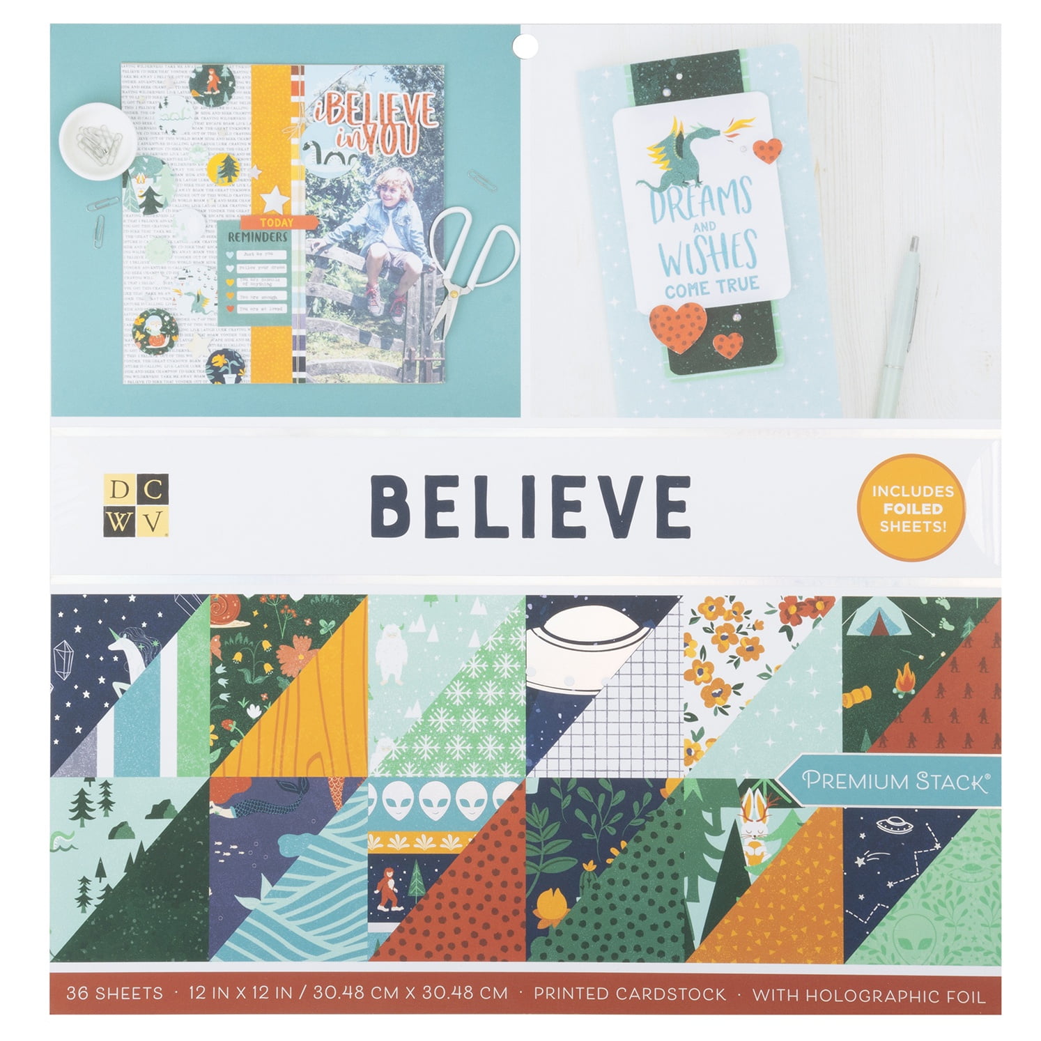 DCWV Premium Paper 12"X12" 36/Pkg-Believe - Walmart.com