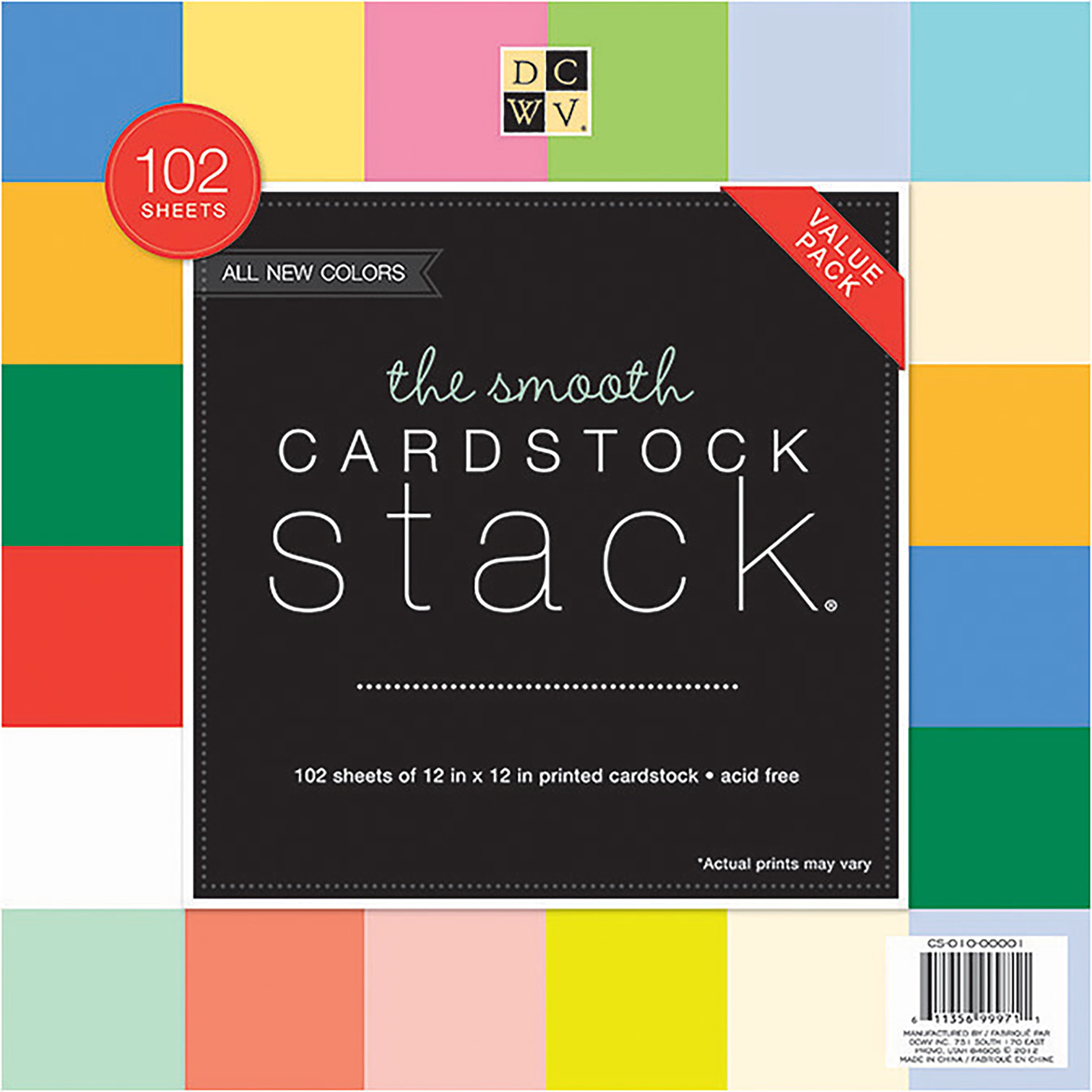 DCWV Single-Sided Cardstock Stack 12"X12" 102/Pkg-Smooth Solid ...