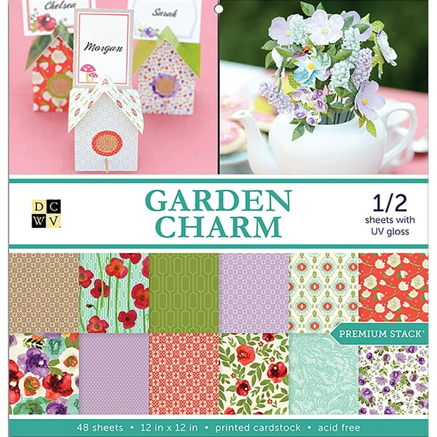 DCWV Single-Sided Cardstock Stack 12"X12" 48/Pkg-Garden Charm, W/Gloss ...