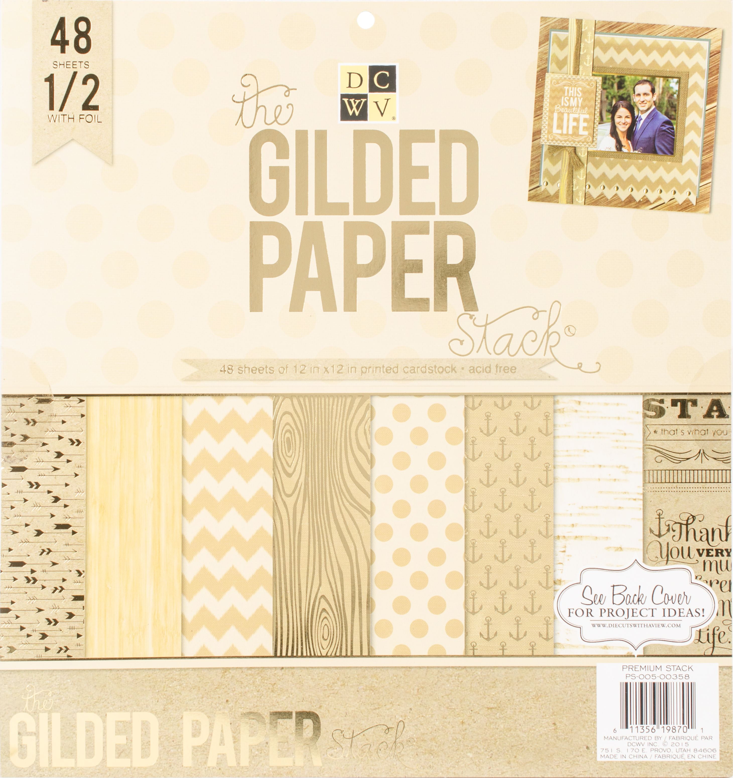 DCWV Single-Sided Cardstock Stack 12"X12" 48/Pkg-Gilded - Walmart.com