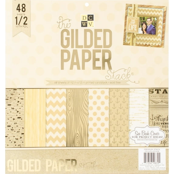 DCWV Single-Sided Cardstock Stack 12"X12" 48/Pkg-Gilded - Walmart.com