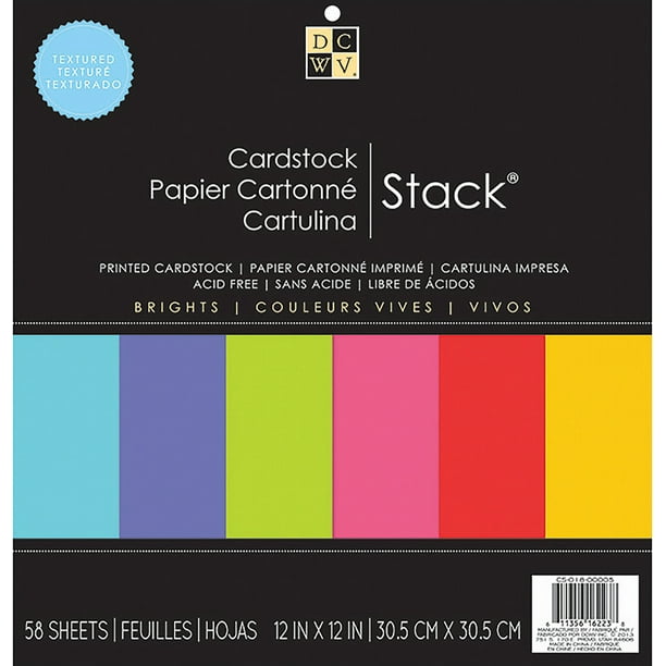 DCWV Single-Sided Cardstock Stack 12"X12" 58/Pkg-Brights Solid ...