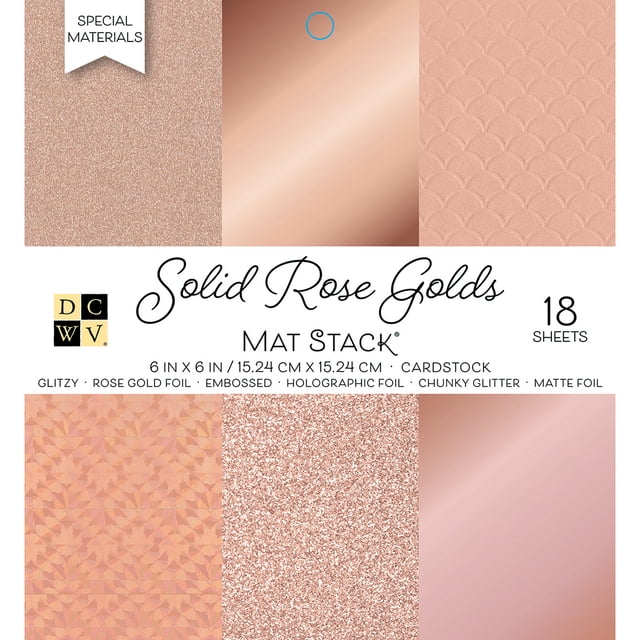 DCWV Single-Sided Cardstock Stack 6"X6" 18/Pkg-Solid Rose Golds W ...