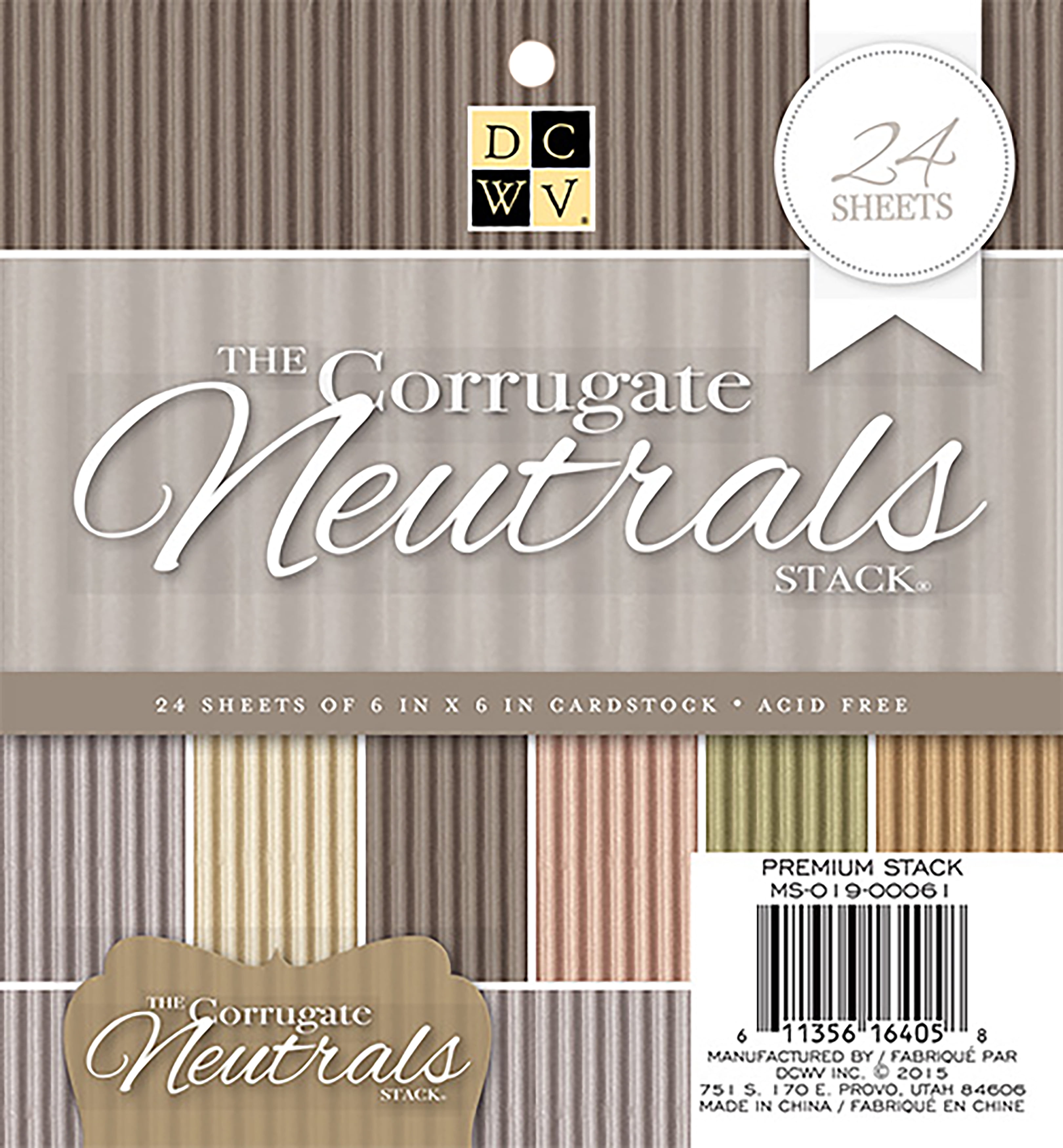 DCWV Single-Sided Cardstock Stack 6"X6" 24/Pkg-Corrugated Neutrals ...