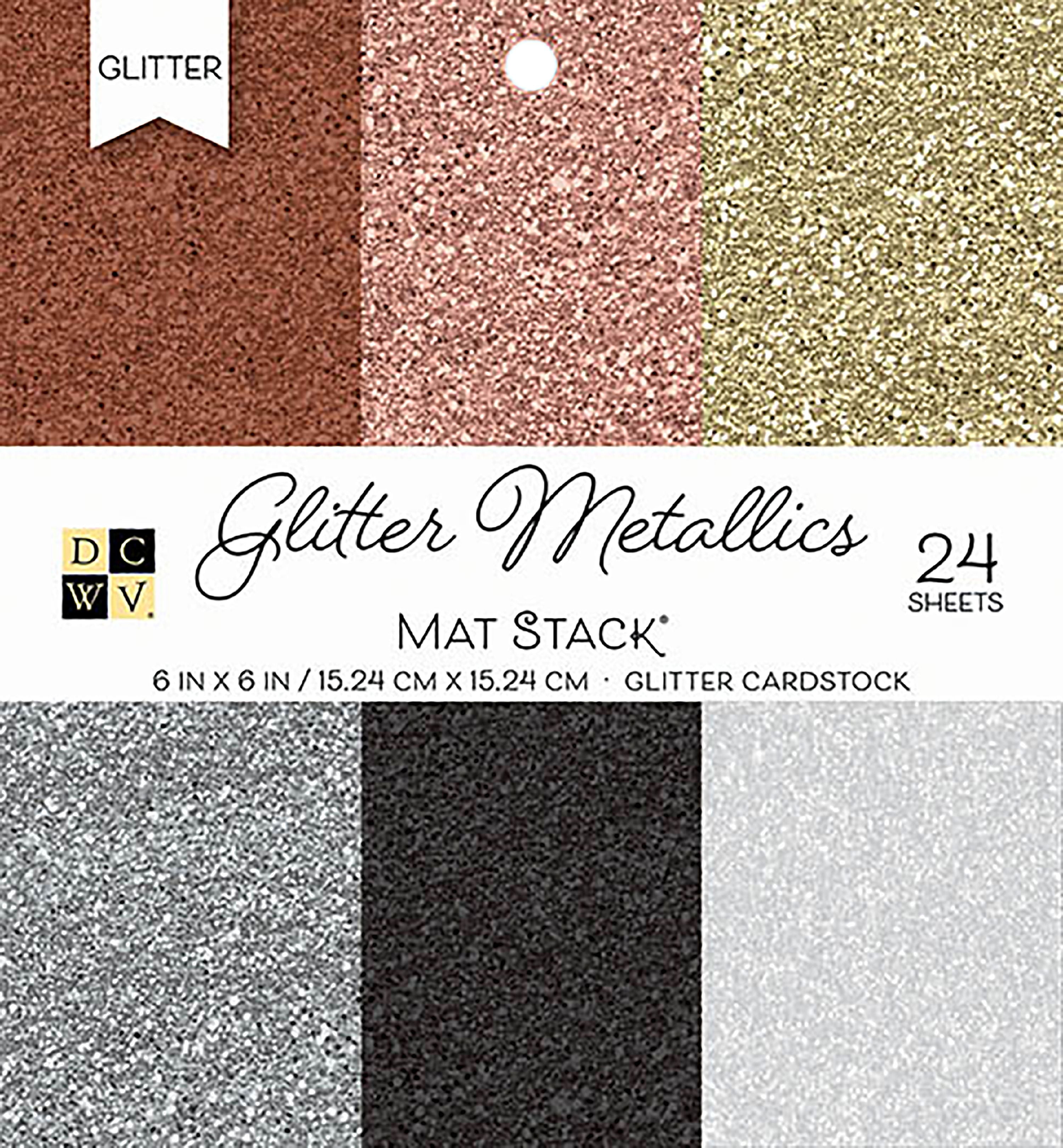 DCWV Single-Sided Cardstock Stack 6"X6" 24/Pkg Glitter Metallics Solid ...