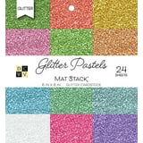 DCWV Single-Sided Cardstock Stack 6"X6" 24/Pkg Glitter Pastels Solid ...