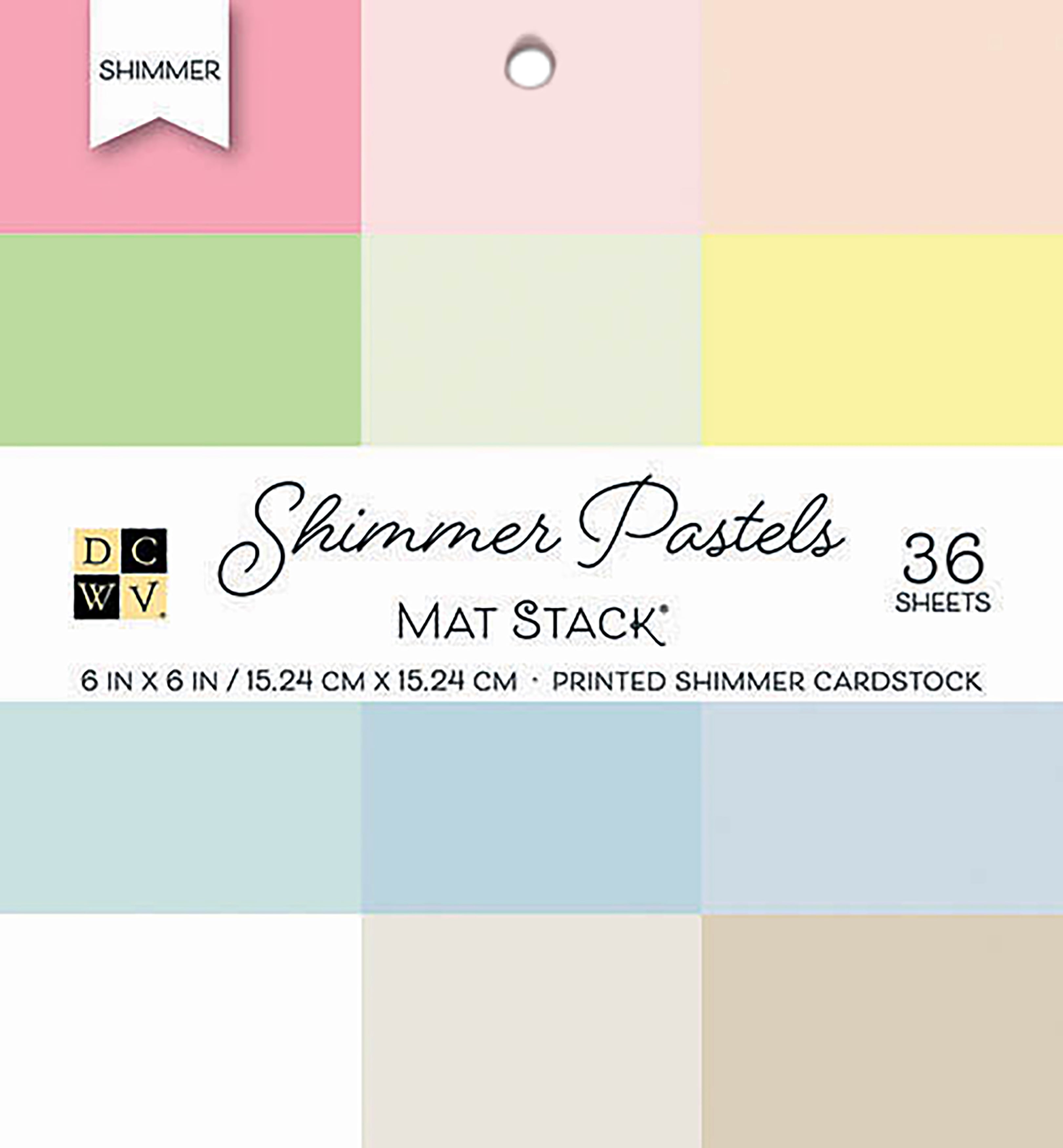 DCWV Single-Sided Cardstock Stack 6"X6" 36/Pkg-Shimmer Pastels Solid ...