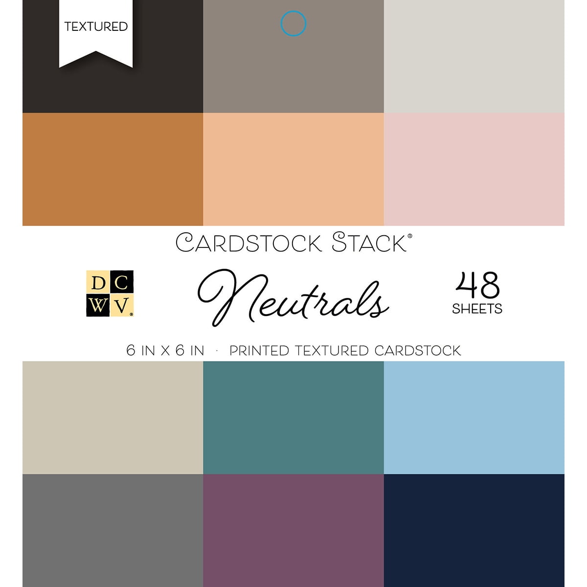 DCWV Single-Sided Cardstock Stack 6"X6" 48/Pkg-Neutrals, 12 Solid ...