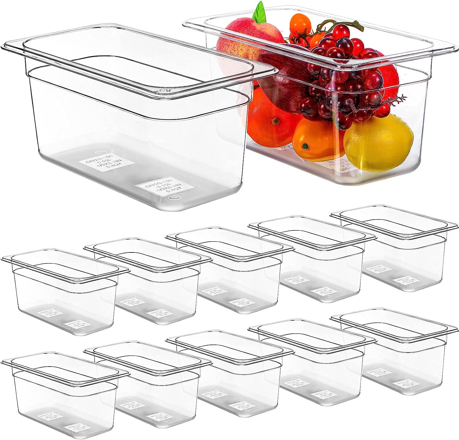 ZHQ 12 Pack Plastic Food Pan 1/3 Size Commercial Food Storage ...