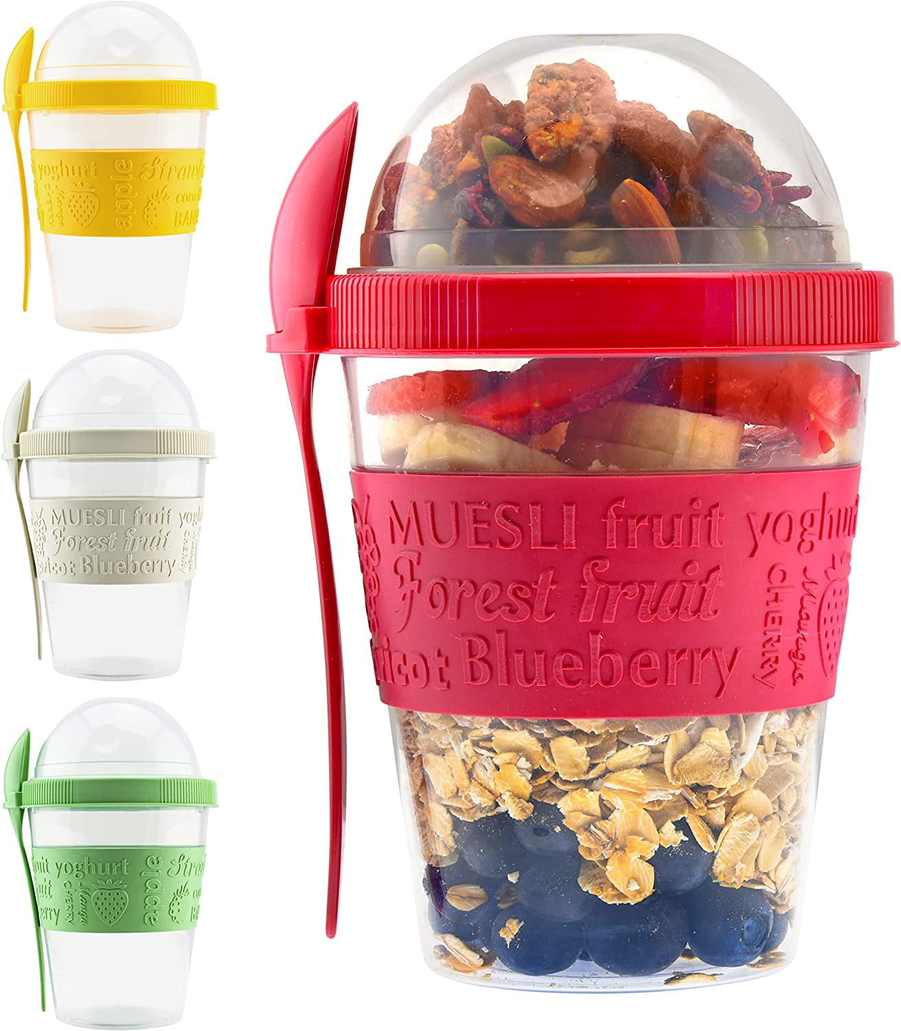 DCX 20 OZ Overnight Oats Container With Lid, Set of 4 Crunch Cups To Go ...