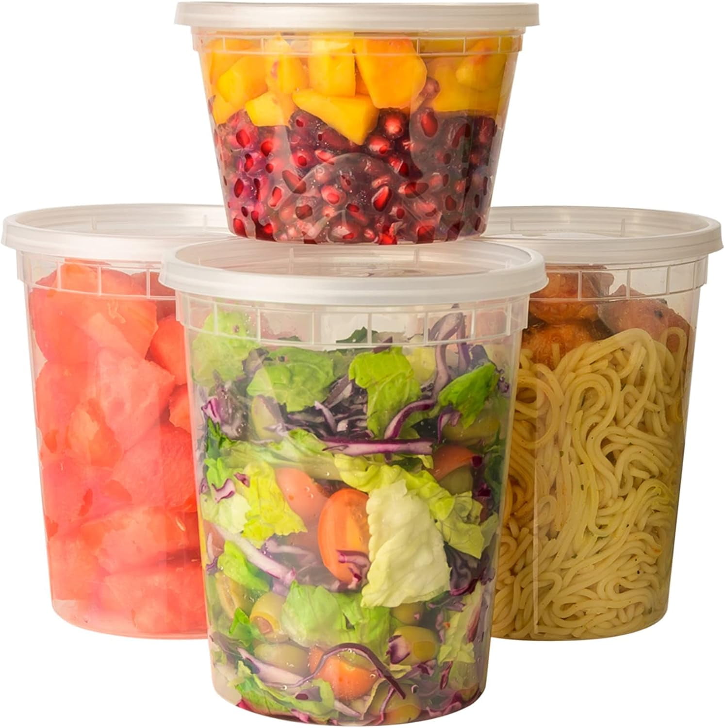 ZHQ [24 Sets-32 oz.] Plastic Deli Food Storage Containers with Airtight ...