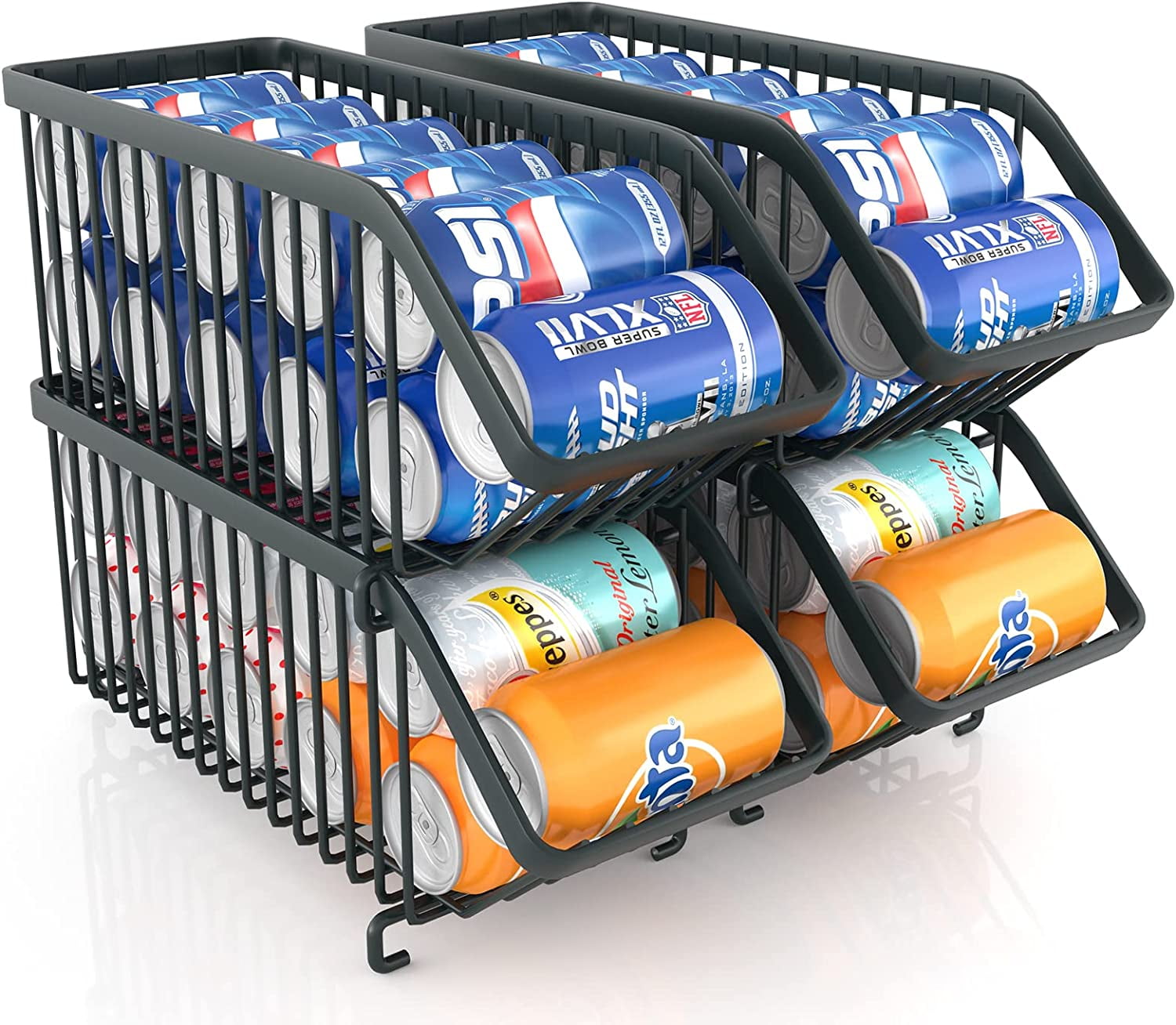 DCX 4 Pack Stackable Soda Can Organizer for Refrigerator, Can Holder ...