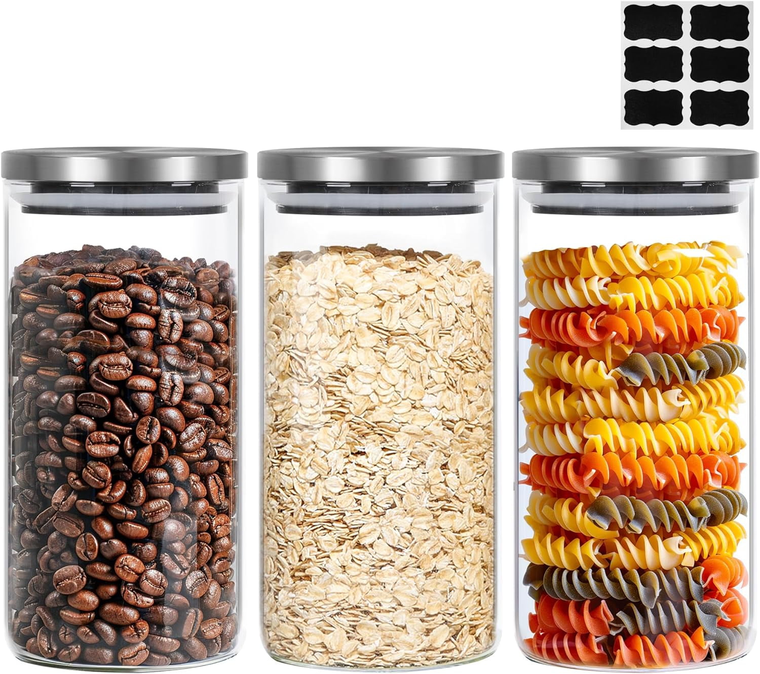 DCX 44oz Glass Food Storage Containers with Stainless Lids, Clear Glass ...