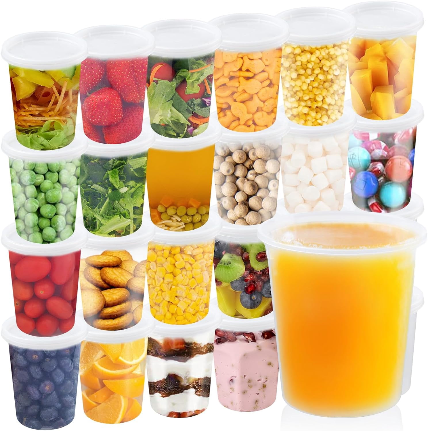 DCX [48Set] Meal Prep Containers Reusable, Plastic Cups With Lids, Food ...