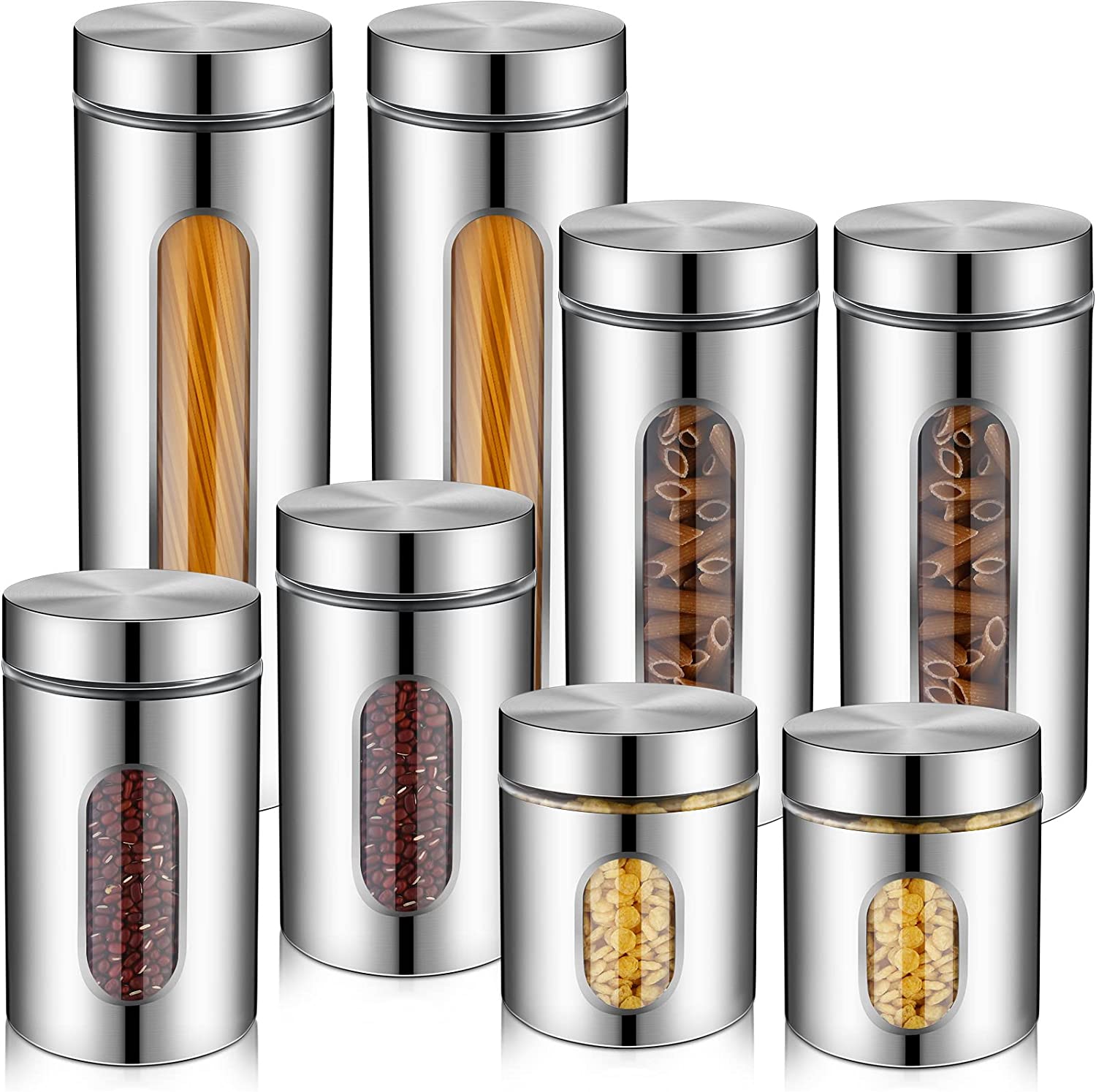 DCX 8 Pcs Kitchen Canister Set Stainless Steel Nested Canister Storage ...
