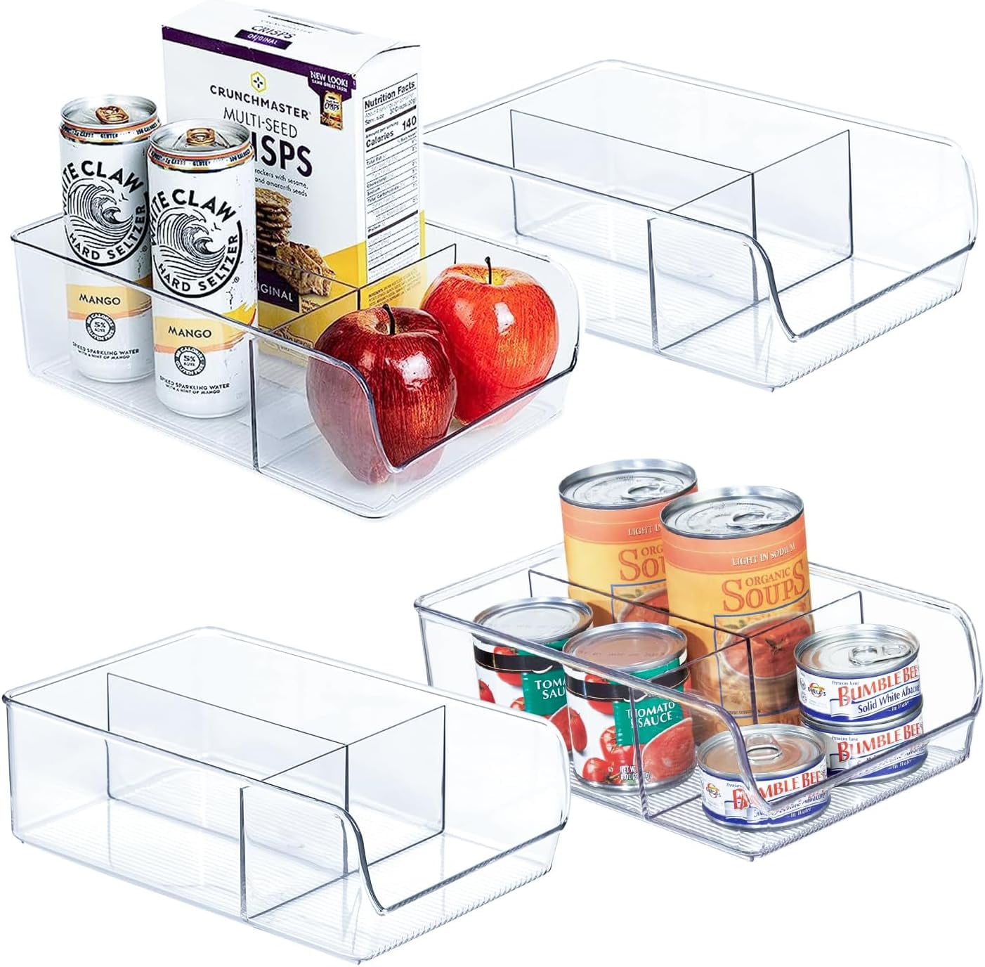 ZHQ Clear Plastic Storage Bins with Dividers, Pantry Organizers and ...