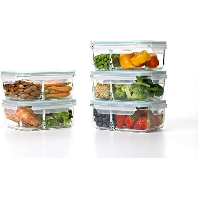DCX Glasslock Duo 5 Piece Clear Tempered Glass Microwave, Dishwasher ...