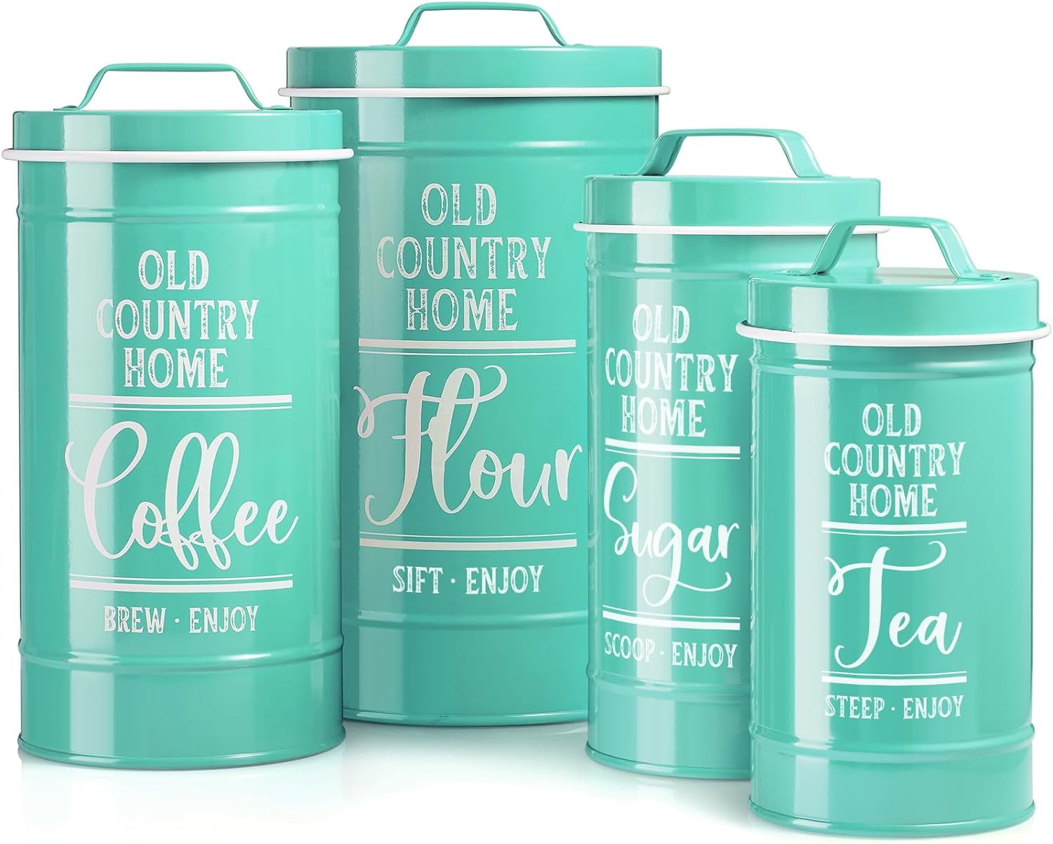DCX Teal Canisters for Kitchen Counter, Airtight Kitchen Canisters for ...
