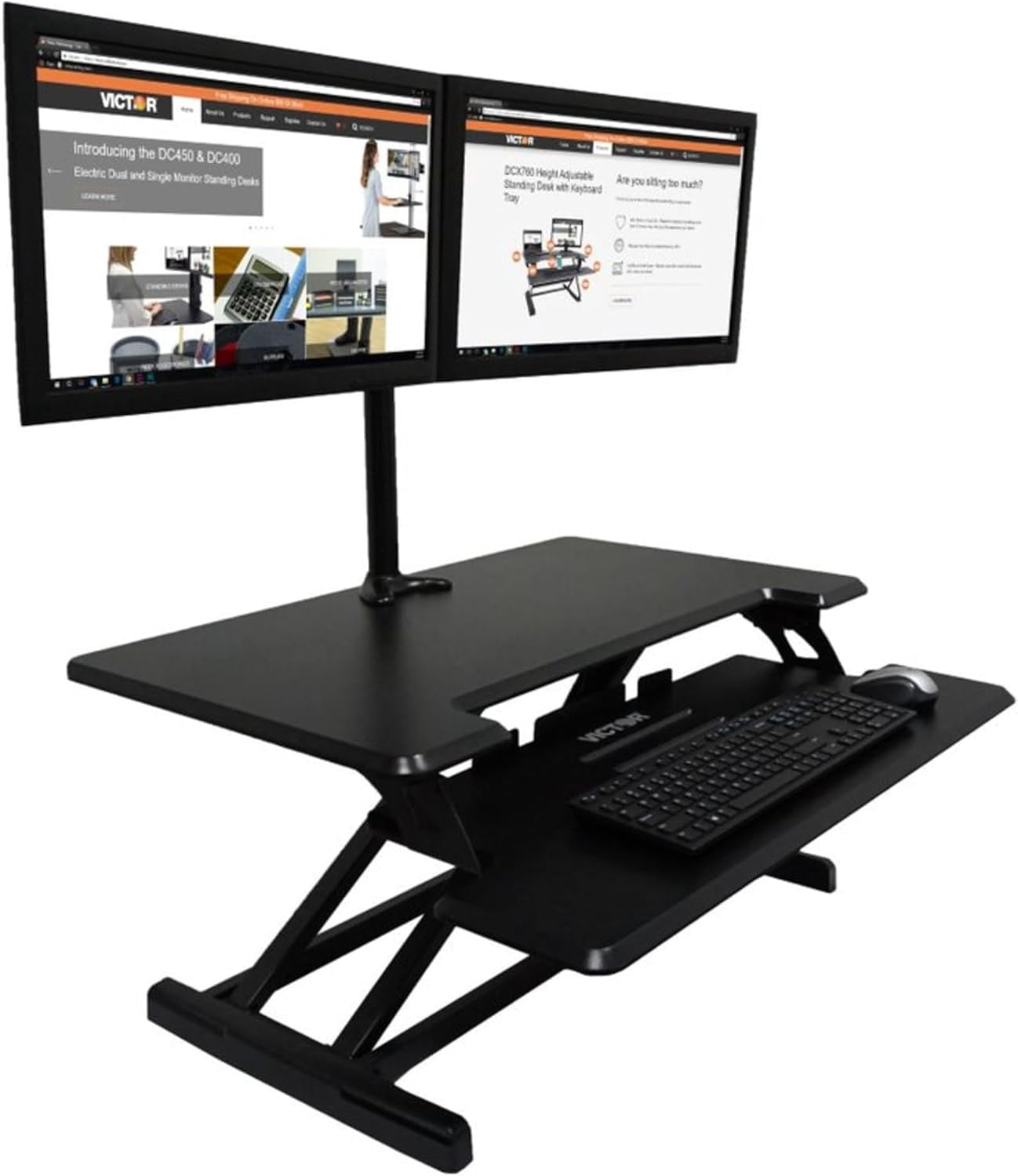 DCX610 Height Adjustable Standing Desk - Black Compact Sit-Stand Dual ...