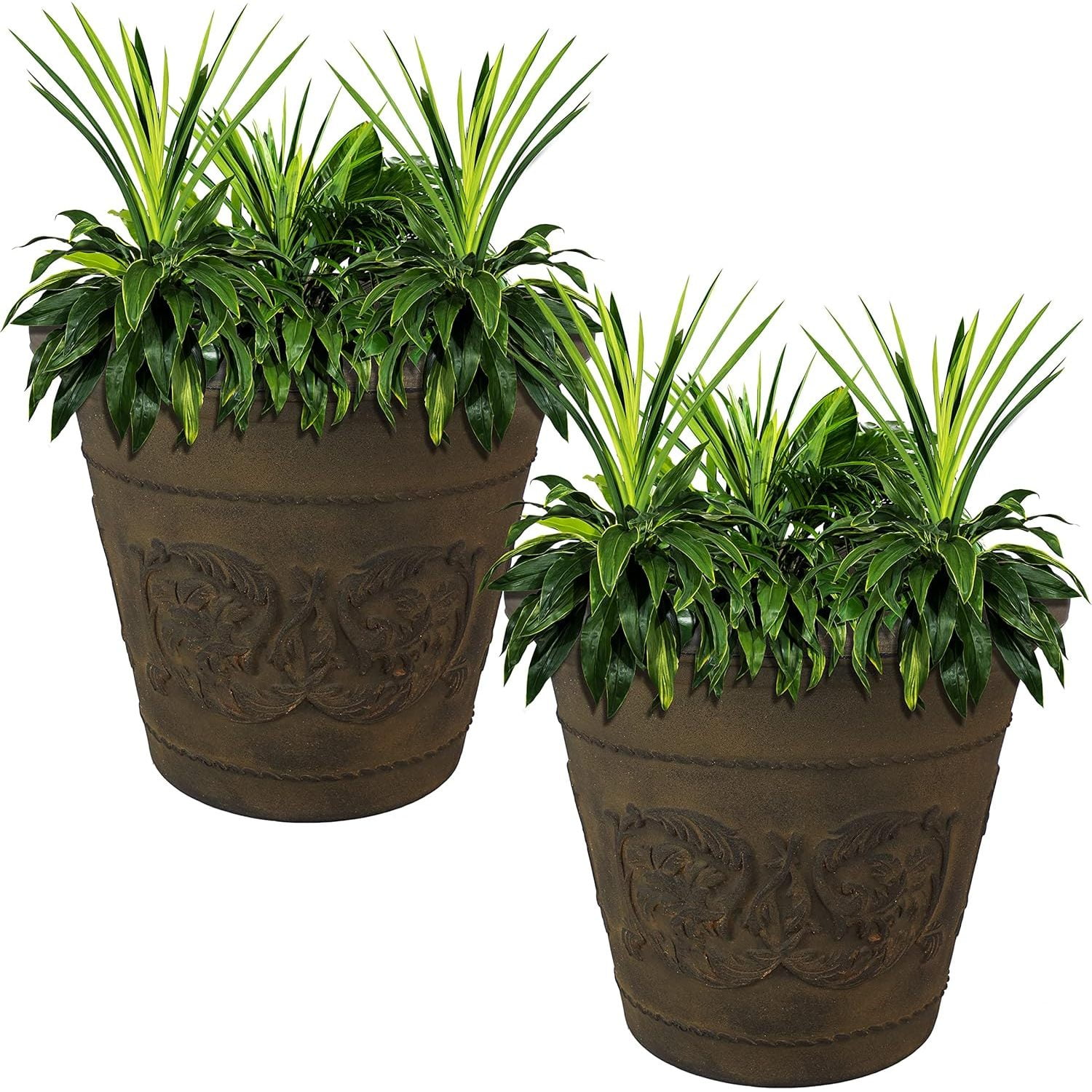 DCYP 19.5-Inch Arabella Large Plant Pot - Polyresin Round Outdoor ...