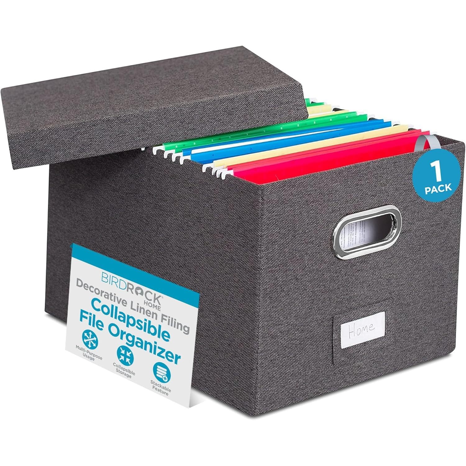 DCYP Collapsible File Storage Organizer with Lid - Decorative Linen ...