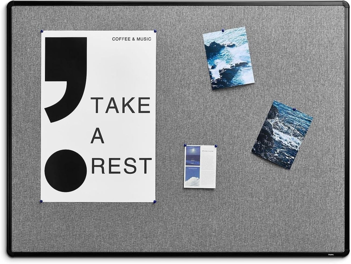 DCYP Fabric Bulletin Board, Black Frame, 4-ft x 3-ft (ST61264 ...