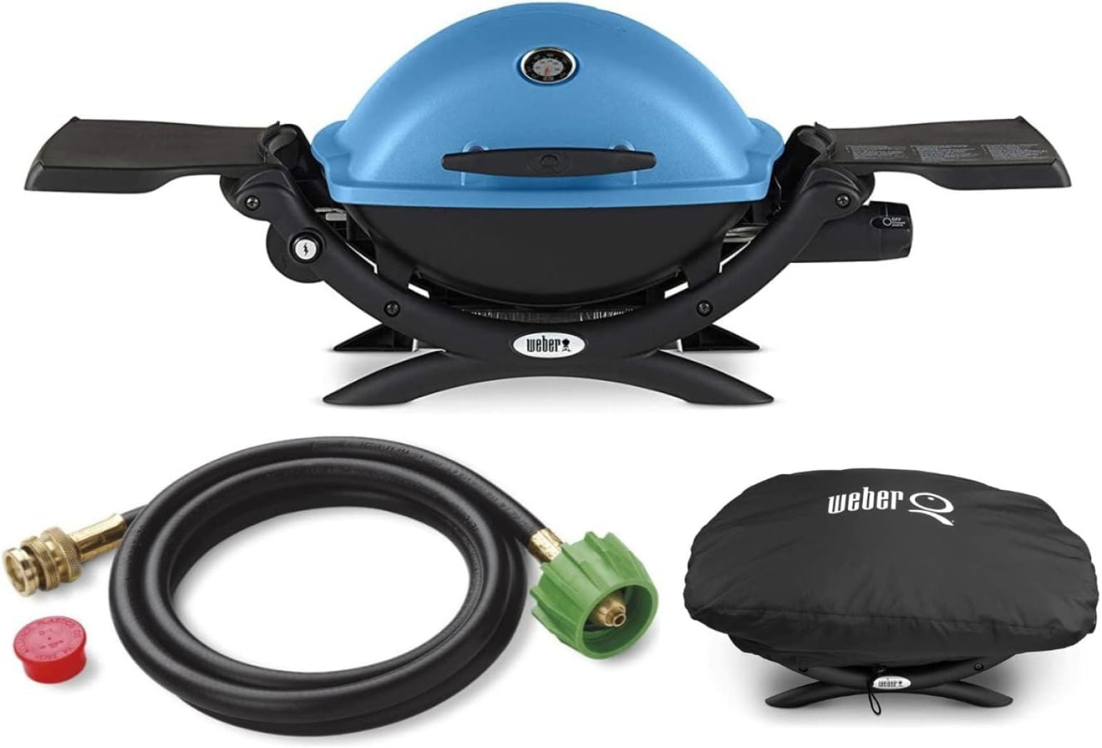 DCYP Q 1200 Liquid Propane Grill (Blue) Bundle with Adapter Hose and ...